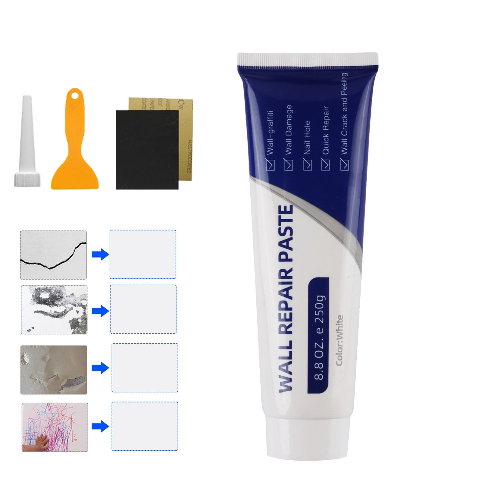 Crème réparatrice Metope, mastic mural à séchage rapide, imperméable et ...