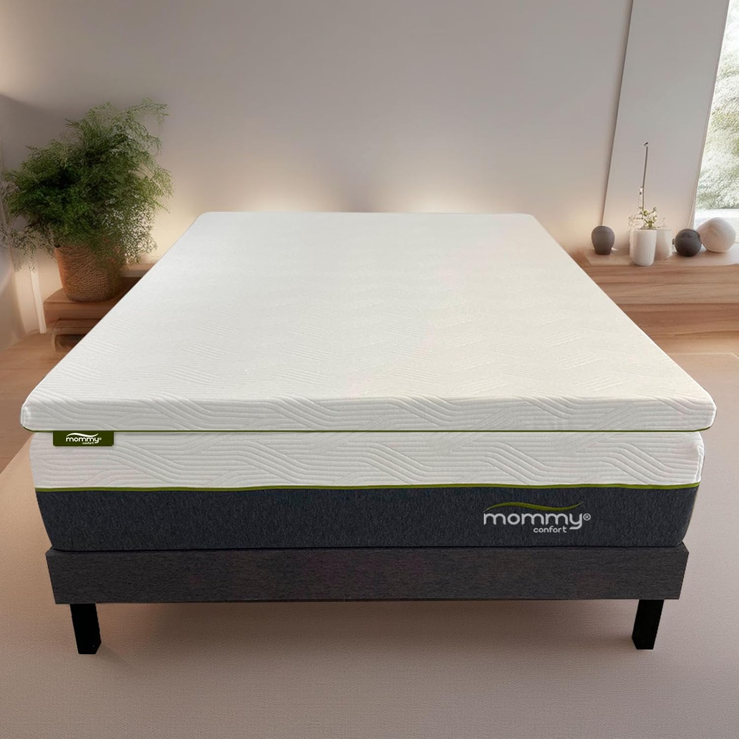 Topper Viscoelastico 150x190x6 cm – Funda Lavable y Desenfundable con ...