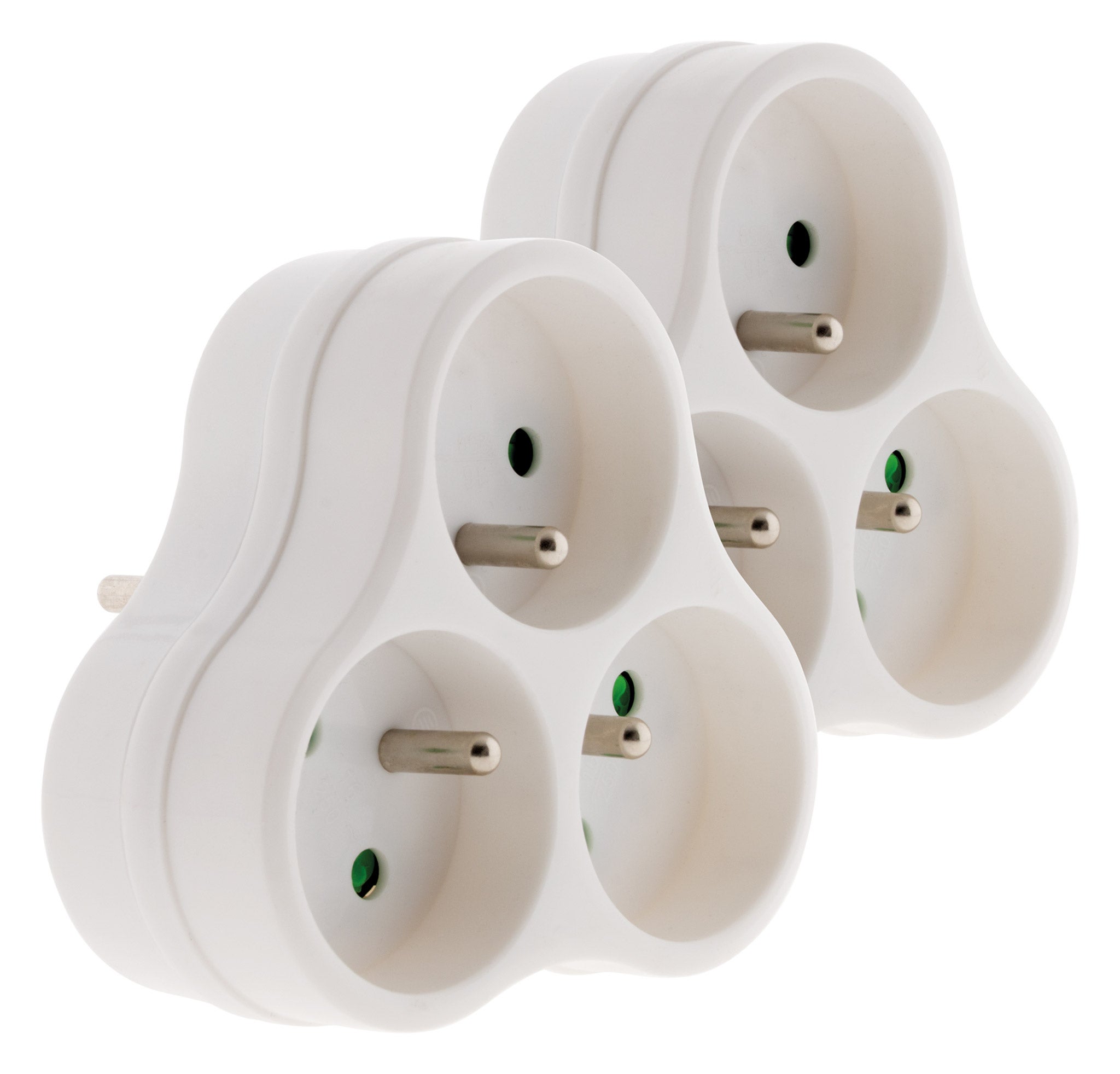 Lot de 2 multiprises triplites 3x16A triangulaires - Blanc - Zenitech ...