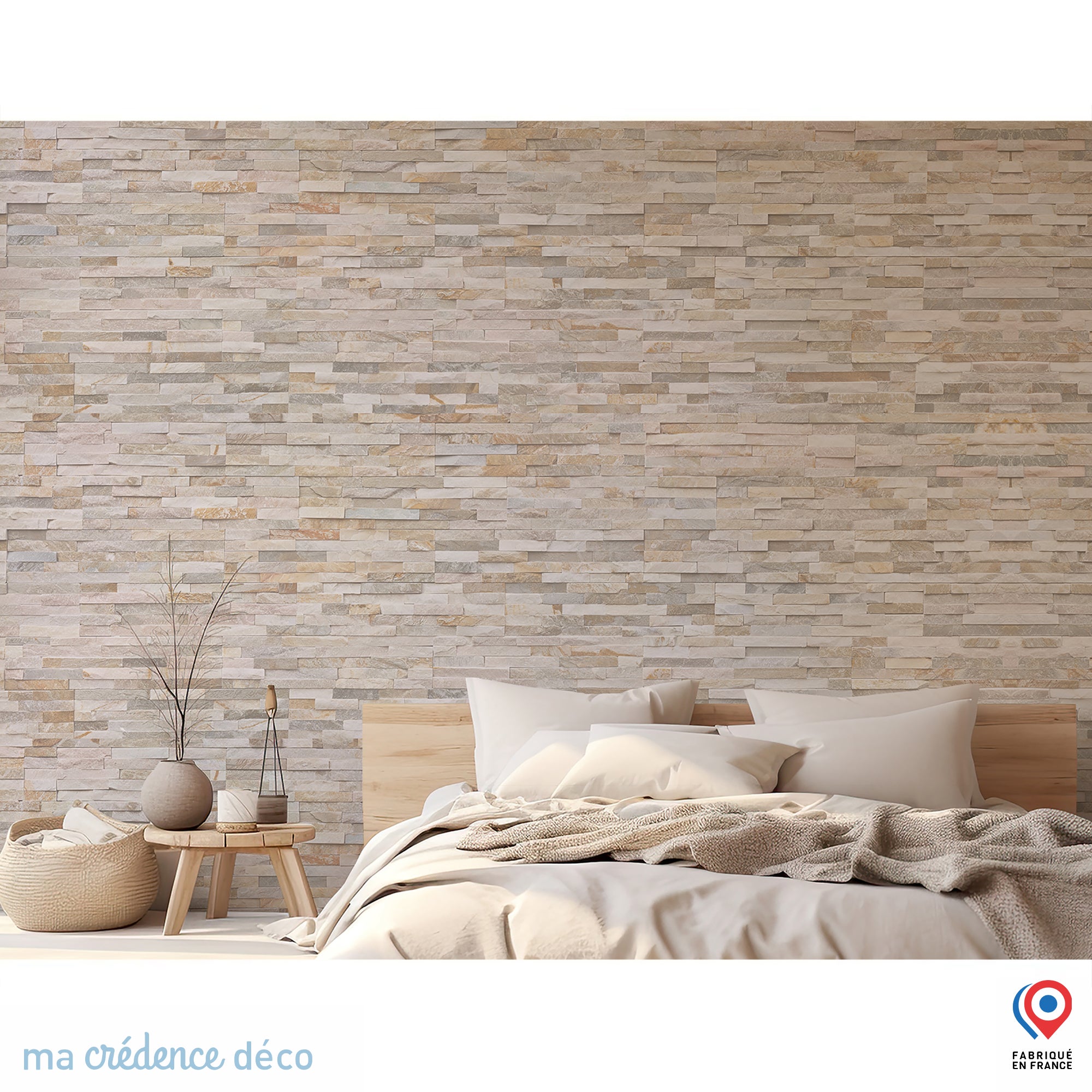 Papier peint Mur, Pierre naturelle - Intissé - L.200 x H.280 cm - Blanc ...