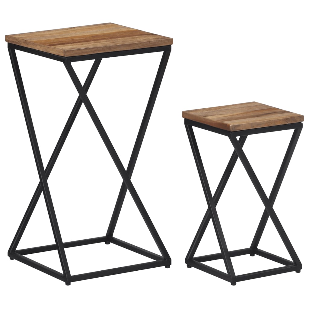 2 pcs Tables d'appoint | Bout de canapé | Table basse teck de ...