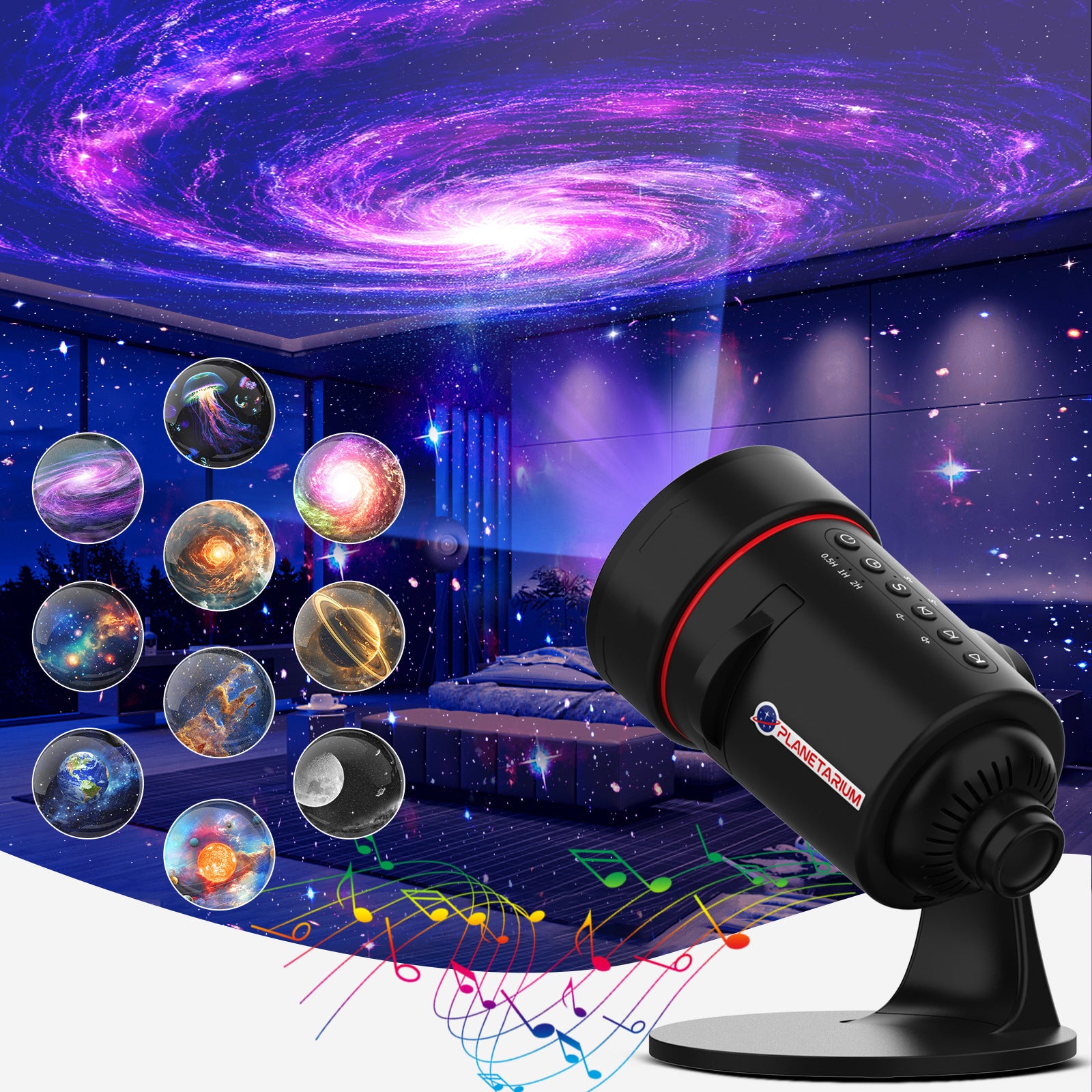 Proyector ambiental - Patrón de galaxia de planetario - Ruido blanco ...