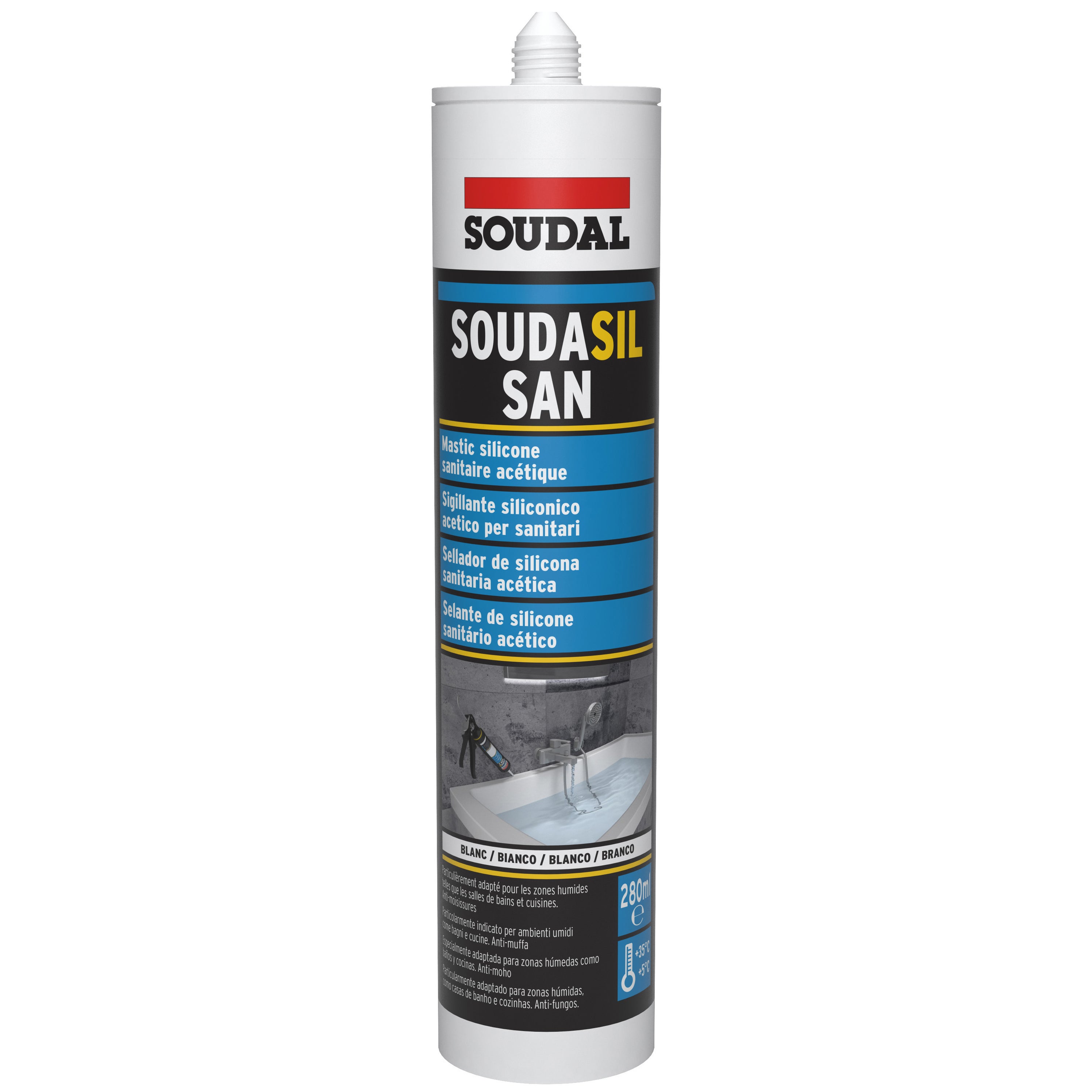 Cartouche silicone sanitaire blanc 280ml Soudal | Leroy Merlin