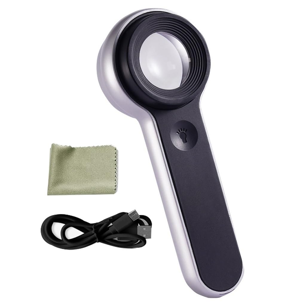 Lupa de Bolsillo 60X LED Recargable USB Aumento Elevado Alta Definición ...