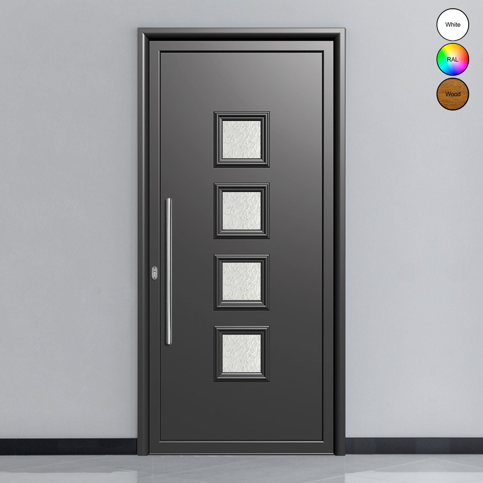 Porte d'entrée en aluminium CLASSIC DESIGN 3103 RAL 7016 ( L.: 90 cm x ...