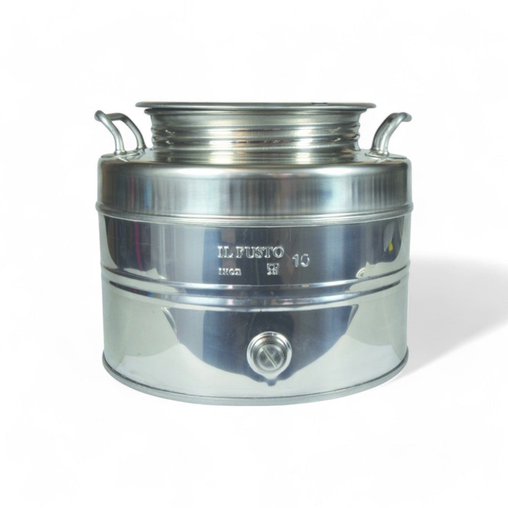 Contenitore acciaio inox per olio con tappo a vite e attacco rubinetto ...