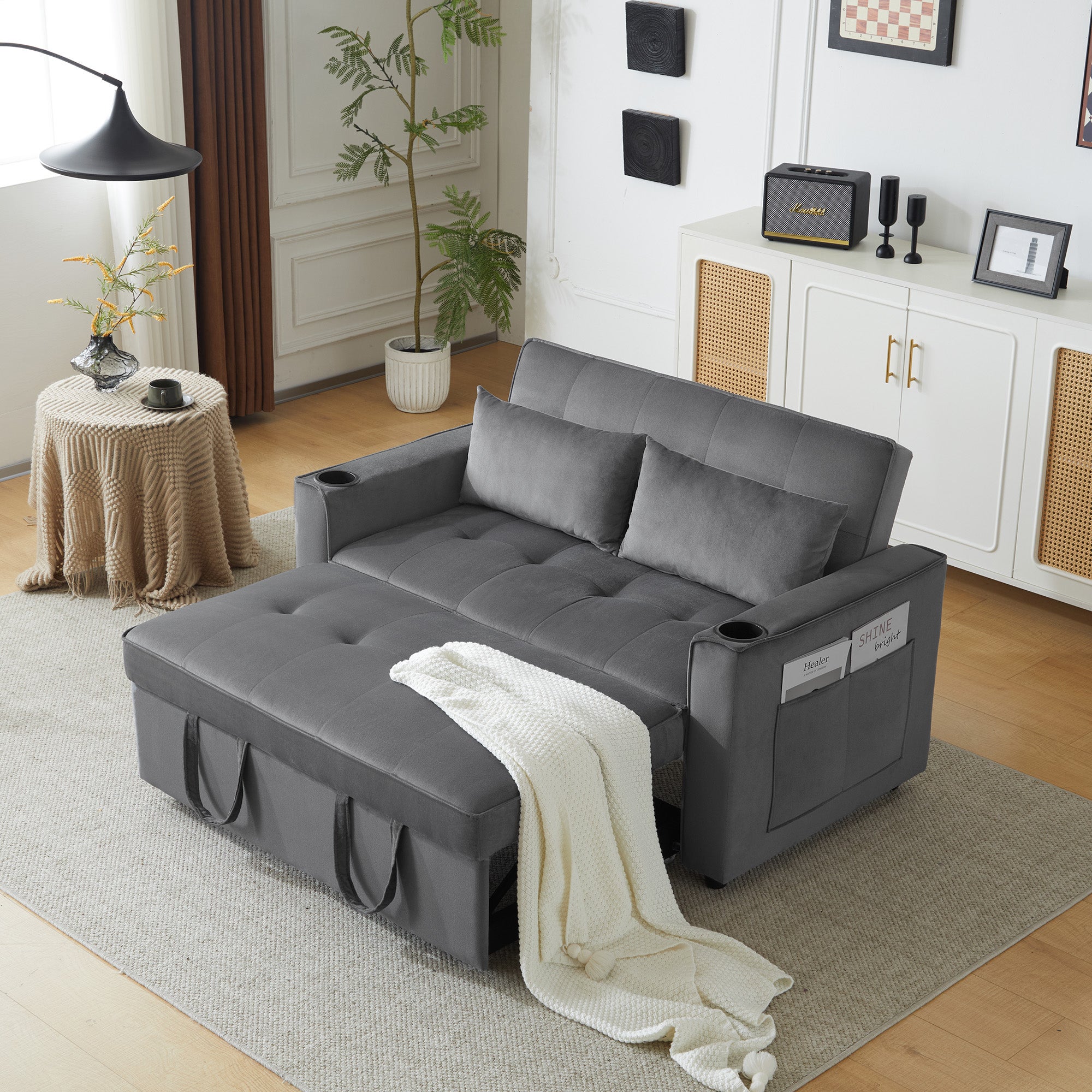 Sofá convertible, Sofá cama plegable de terciopelo - 137 x 76,5 x 86 cm ...