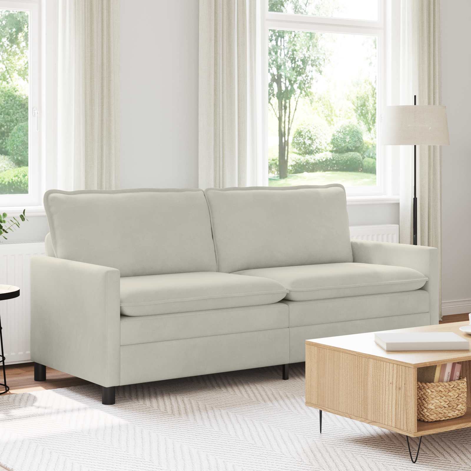Canapé Crème 196 x 81 x 87,5 cm Velours | Leroy Merlin