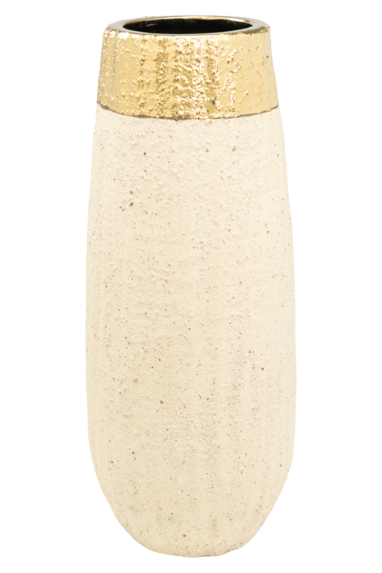 FLORERO PORCELANA ARENA/DORADO | Leroy Merlin