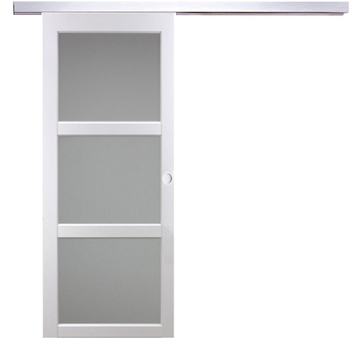 Porte Coulissante Kenya Blanc Vitree H204 X L93 + Rail Alu Et Coquilles ...