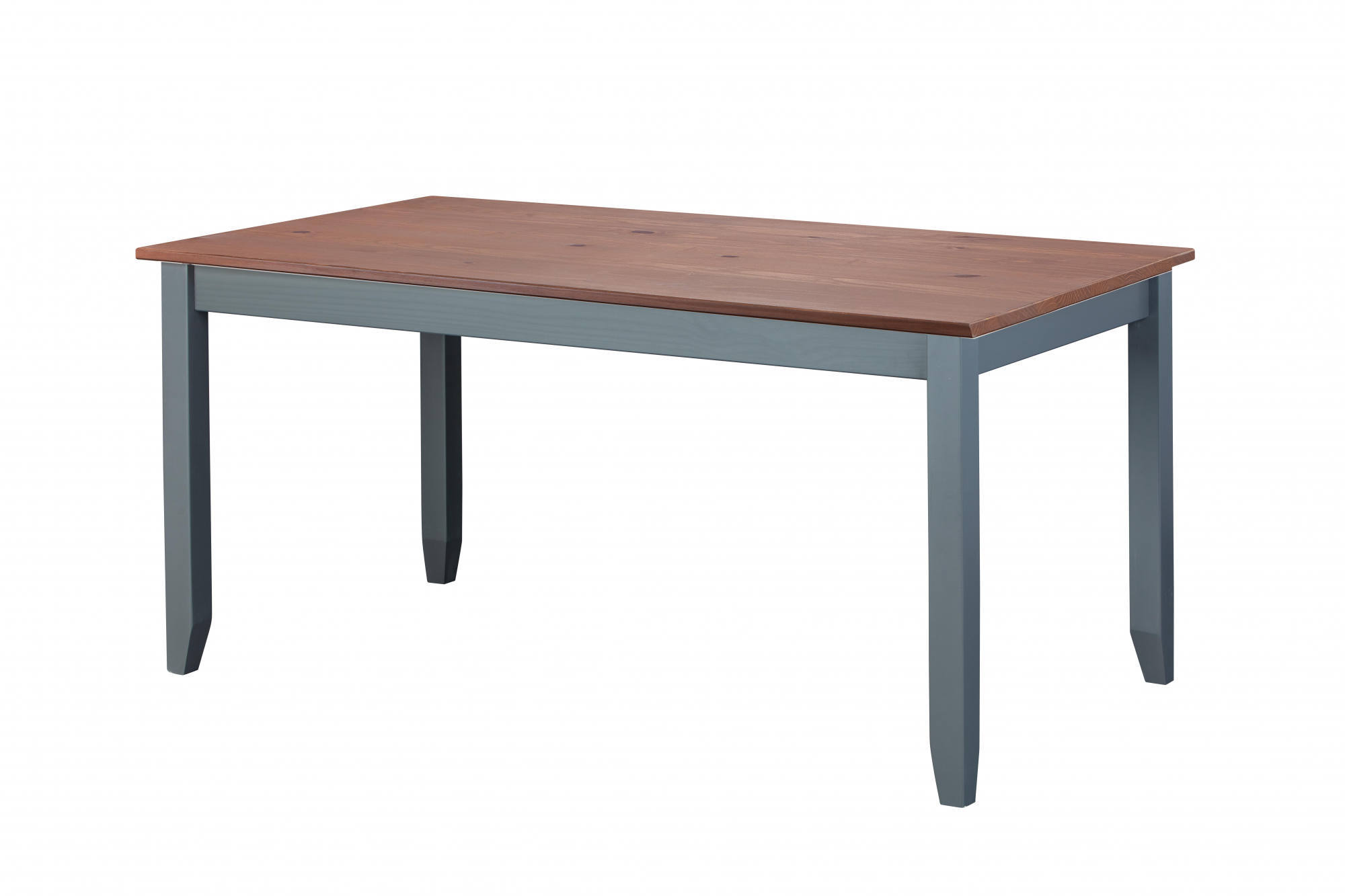 Table en pin massif avec structure peinte en gris et plateau marron ...