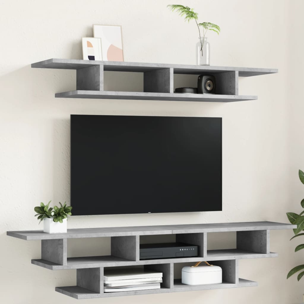Muebles de pared para TV de madera contrachapada de hormigón gris ...
