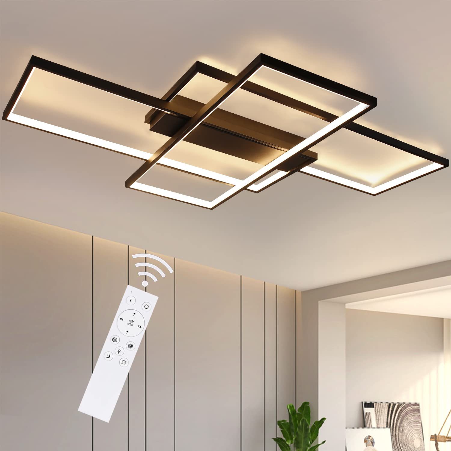 ZMH Lámpara de techo LED rectangular moderna de 65 cm - Iluminación de ...