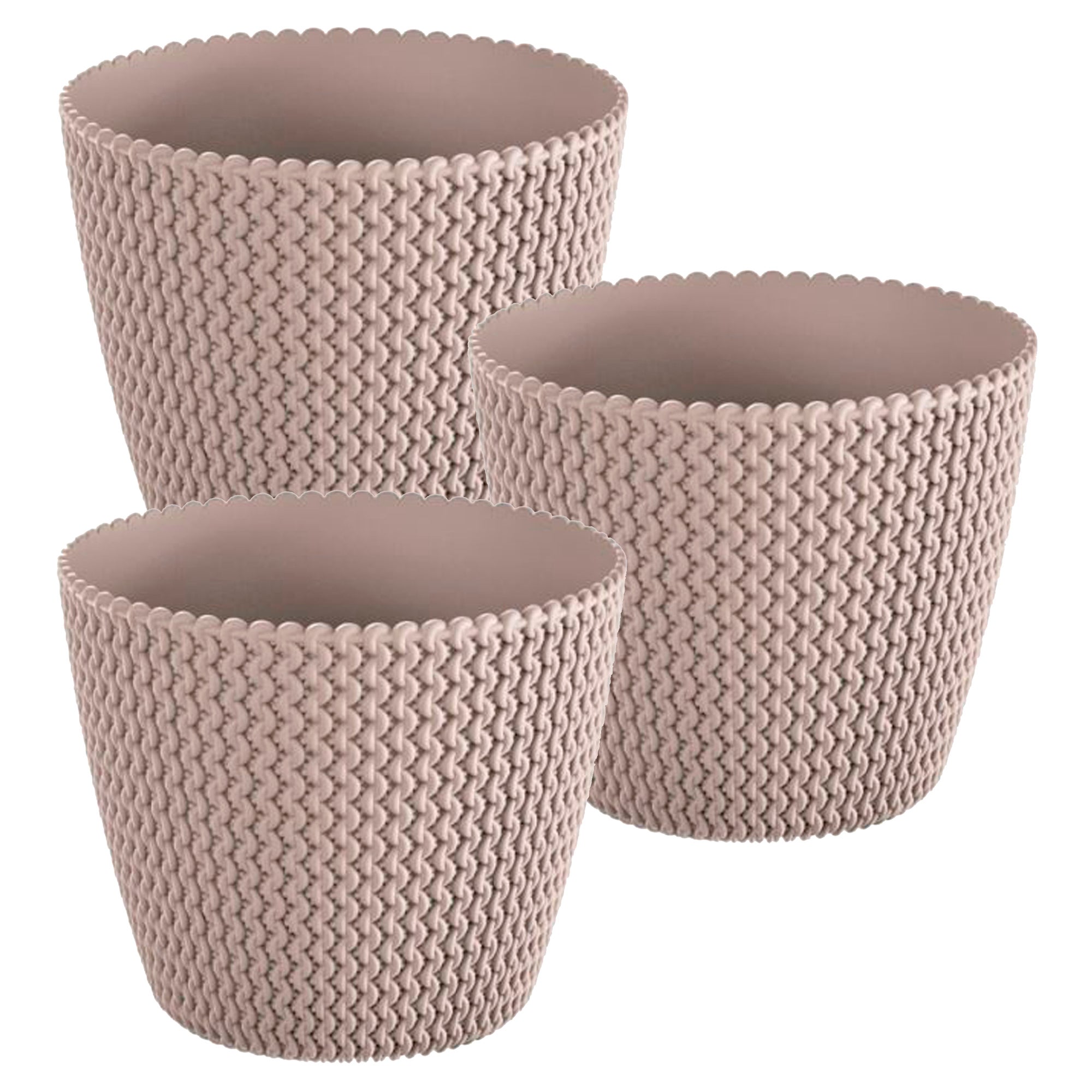 Pack 3 macetas redondas de plastico mocca, Ø25,9 x 22 cm - Splofy ...