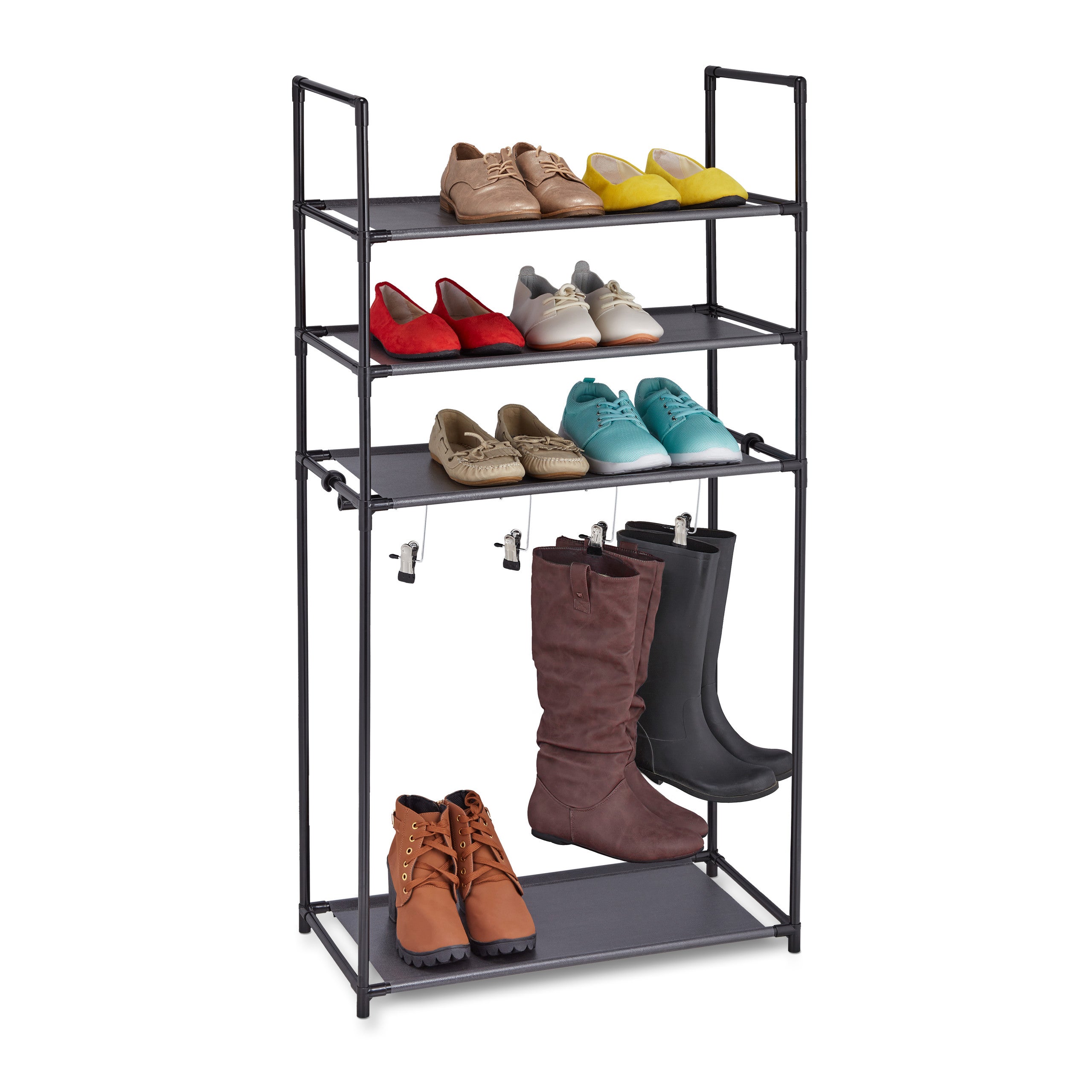 Relaxdays Zapatero Botas, 13 Pares, Sistema Encajado 4 Baldas, 4 Pinzas ...
