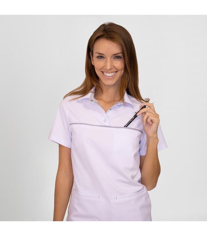 Polo de mujer con cuello camisero y mangas cortas, tejido MICROFIBRA ...