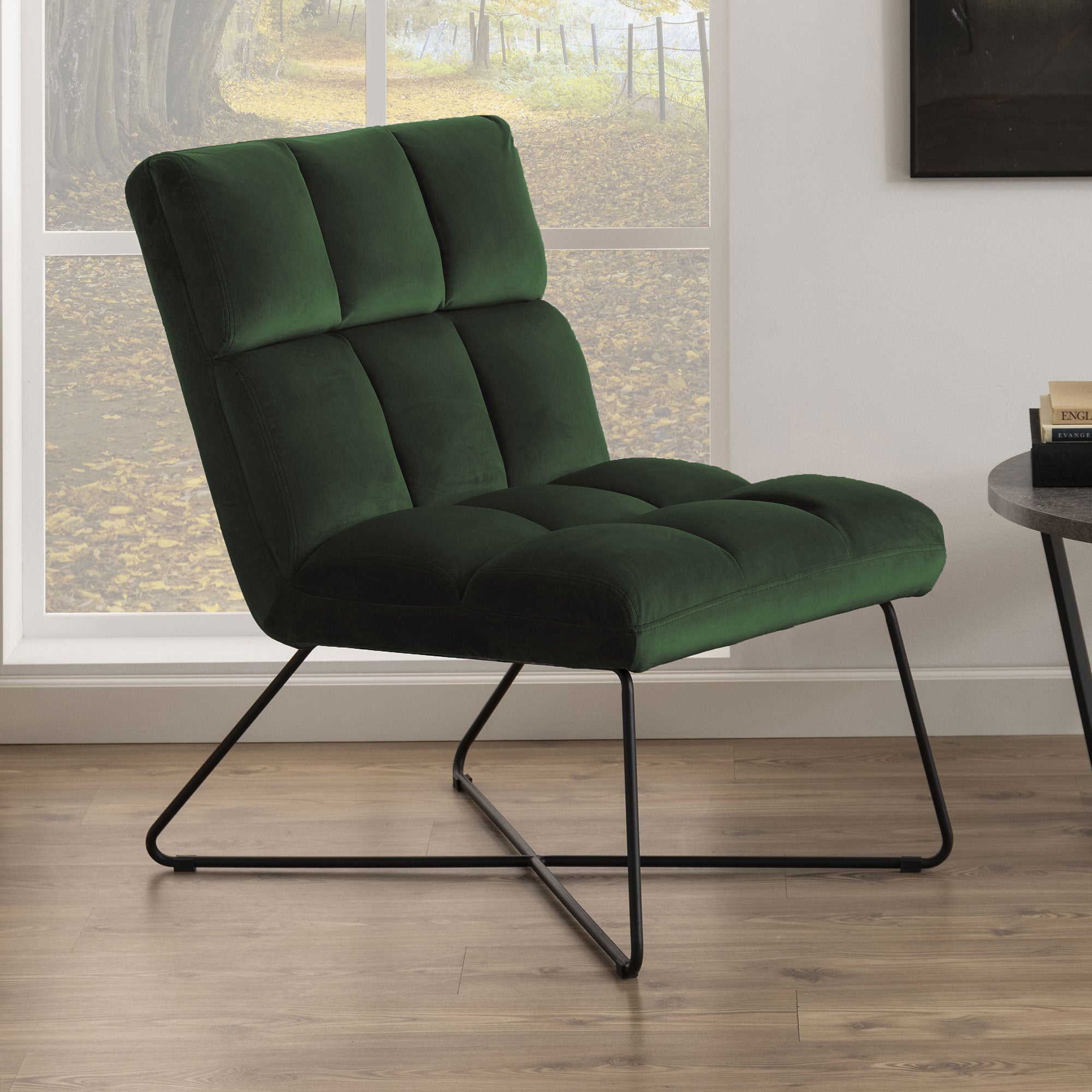 Poltrona Alba, poltrona lounge verde velluto. | Leroy Merlin