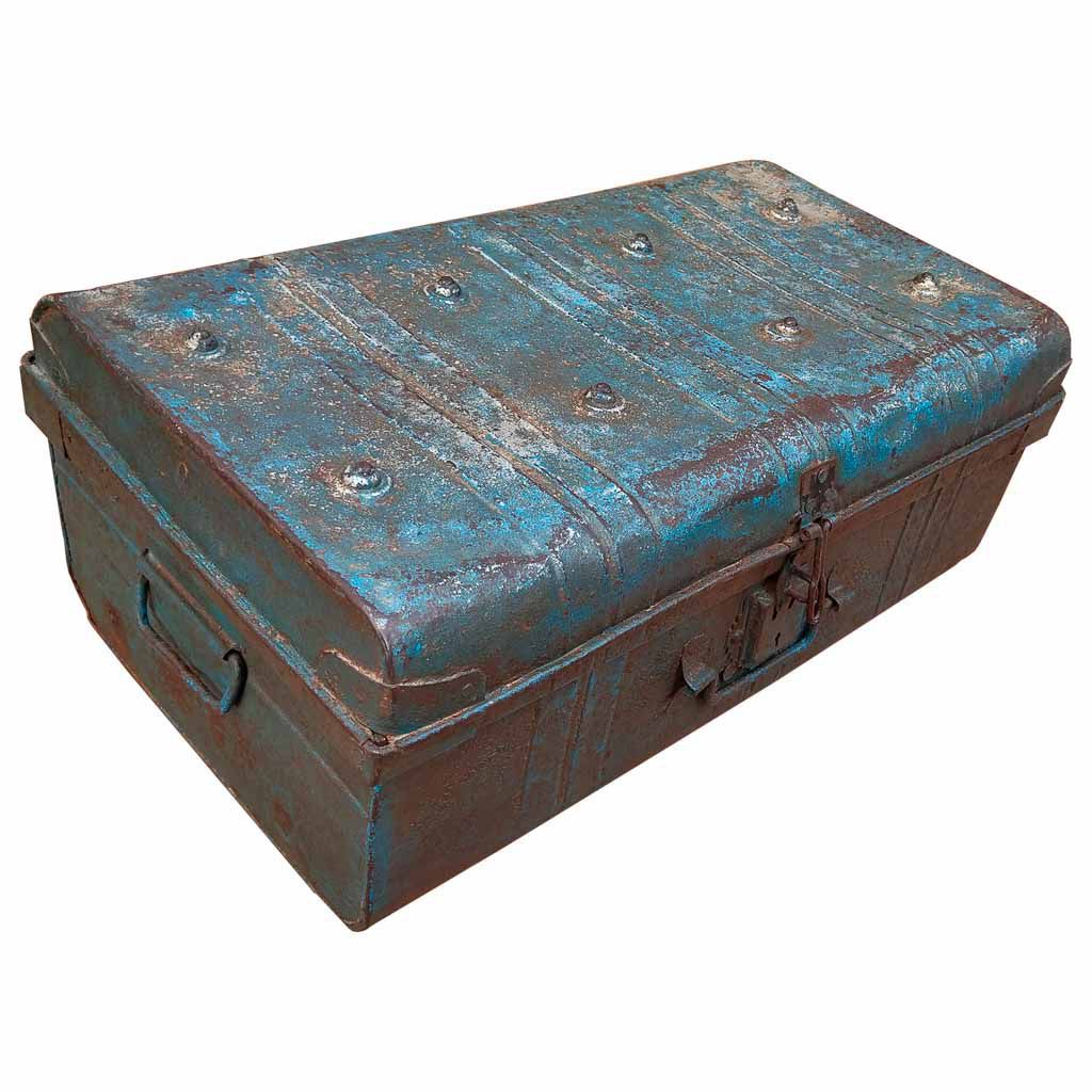 Valise en métal finition artisanale bleue | Leroy Merlin