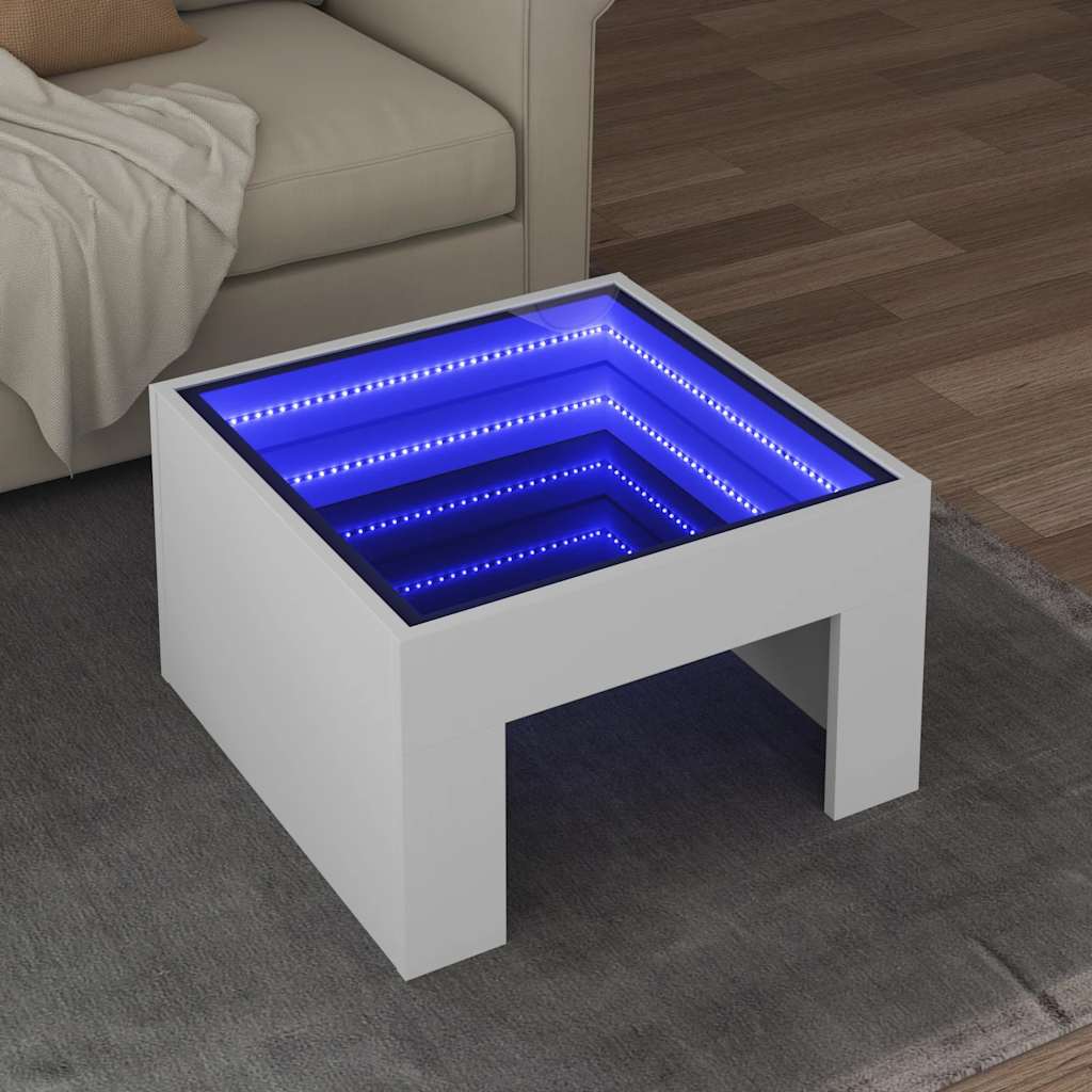 Table basse | Table d'appoint | Table de salon avec LED infini blanc ...