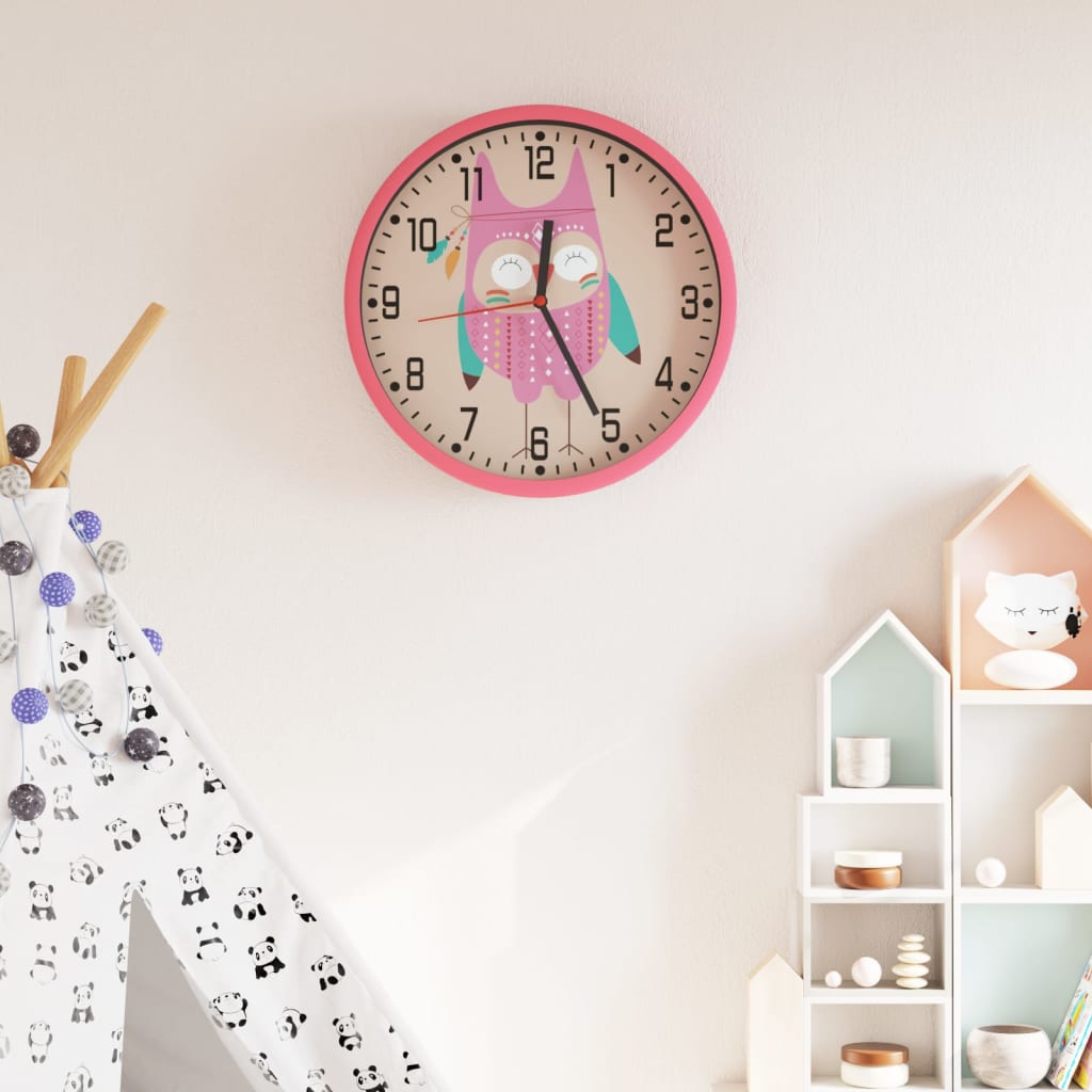 Horloge murale rose ?25,5 cm polystyrène et verre | Leroy Merlin