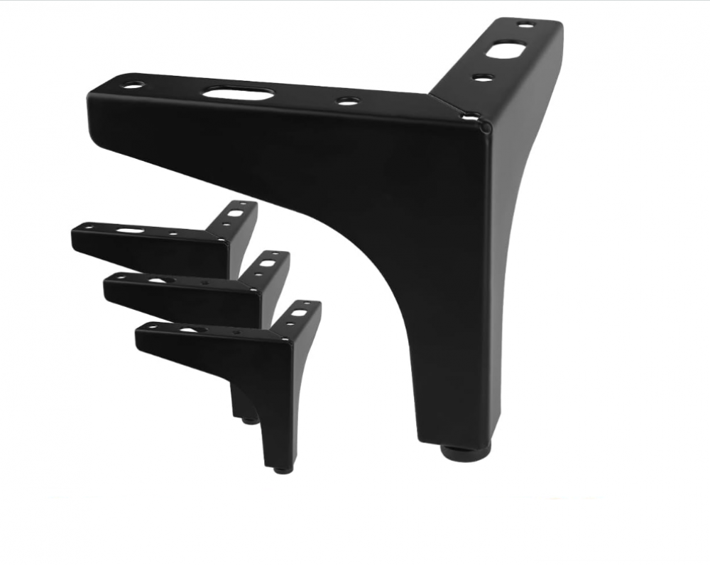 Lot de 4 pieds de meubles de 10 cm (noirs), pieds de canapé, pieds de ...