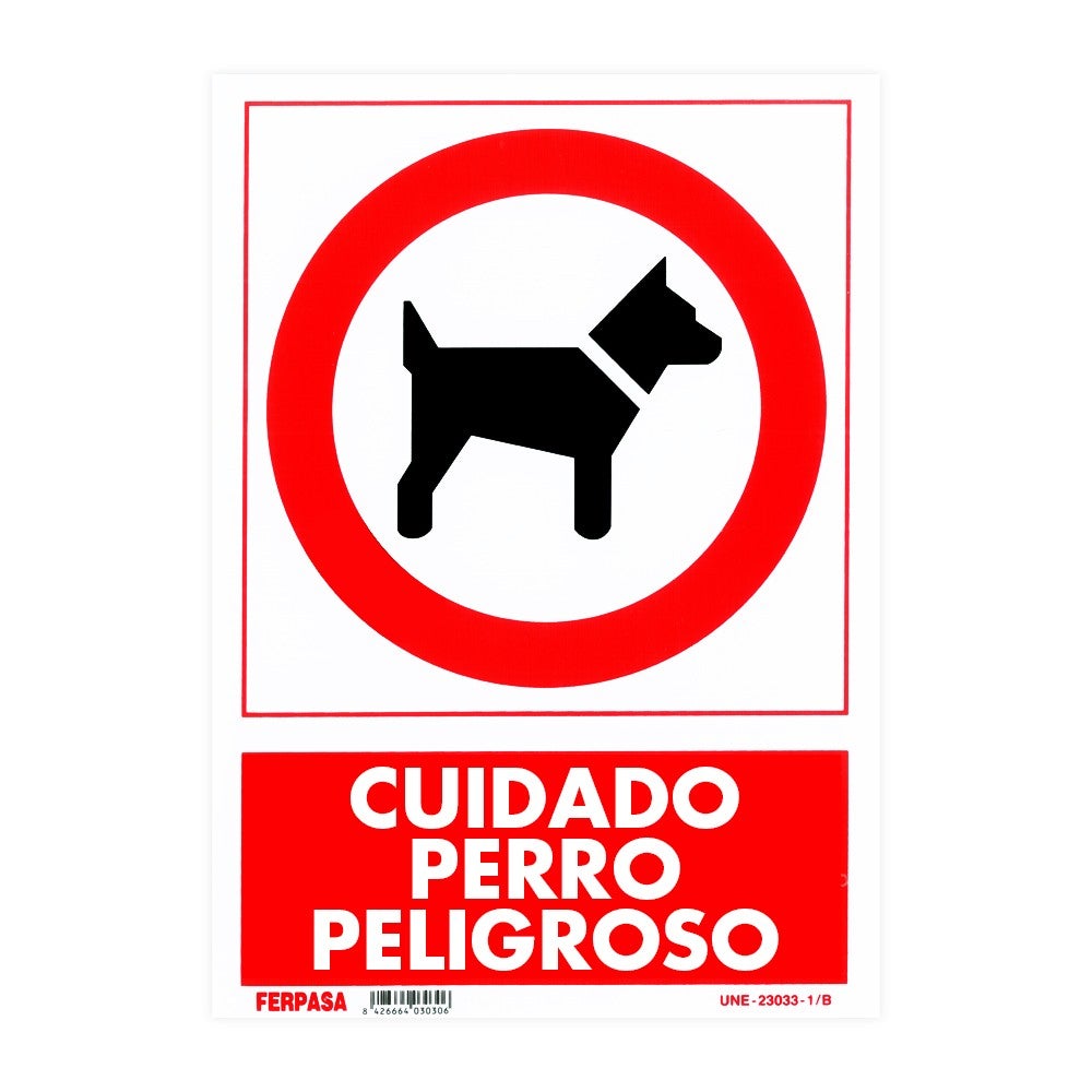 Cartel 29,7x21 cm perro peligroso 3030 | Leroy Merlin