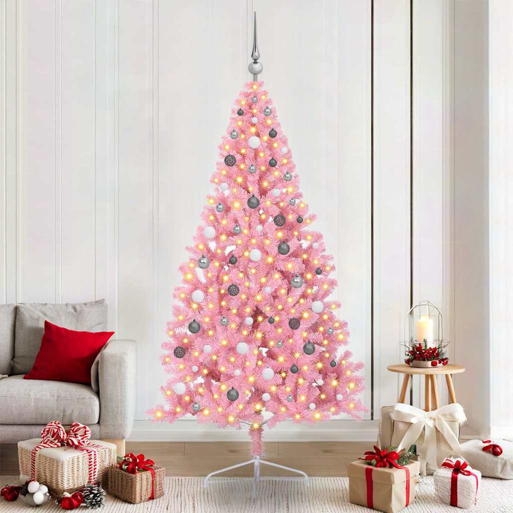 Sapin de Noël artificiel pré-éclairé Rose 210 cm PVC | Leroy Merlin
