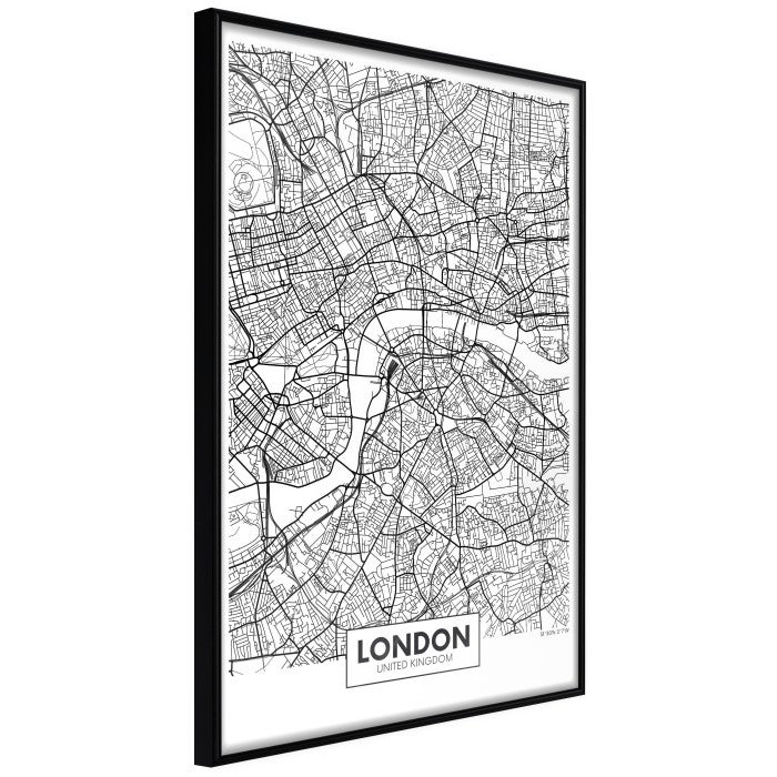 Affiche Murale Encadrée "City Map London" 21 x 30 cm Noir | Leroy Merlin