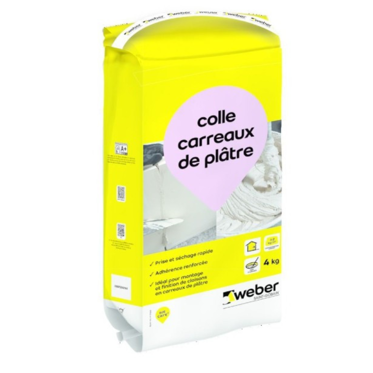 Colle carreaux de plâtre 4kg Weber Blanc | Leroy Merlin
