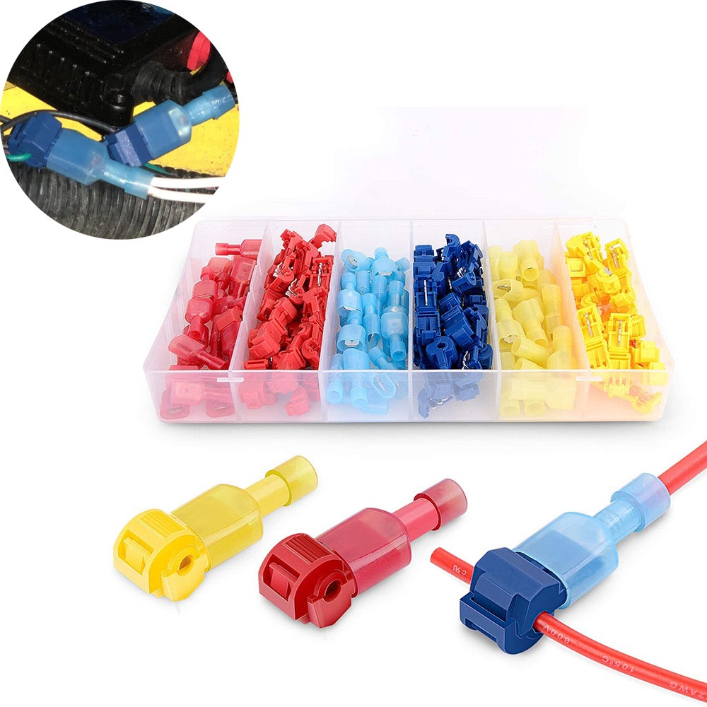 Kit de 120 connecteurs électriques en T, cosses à déconnexion rapide, épissures de fils rapides ...