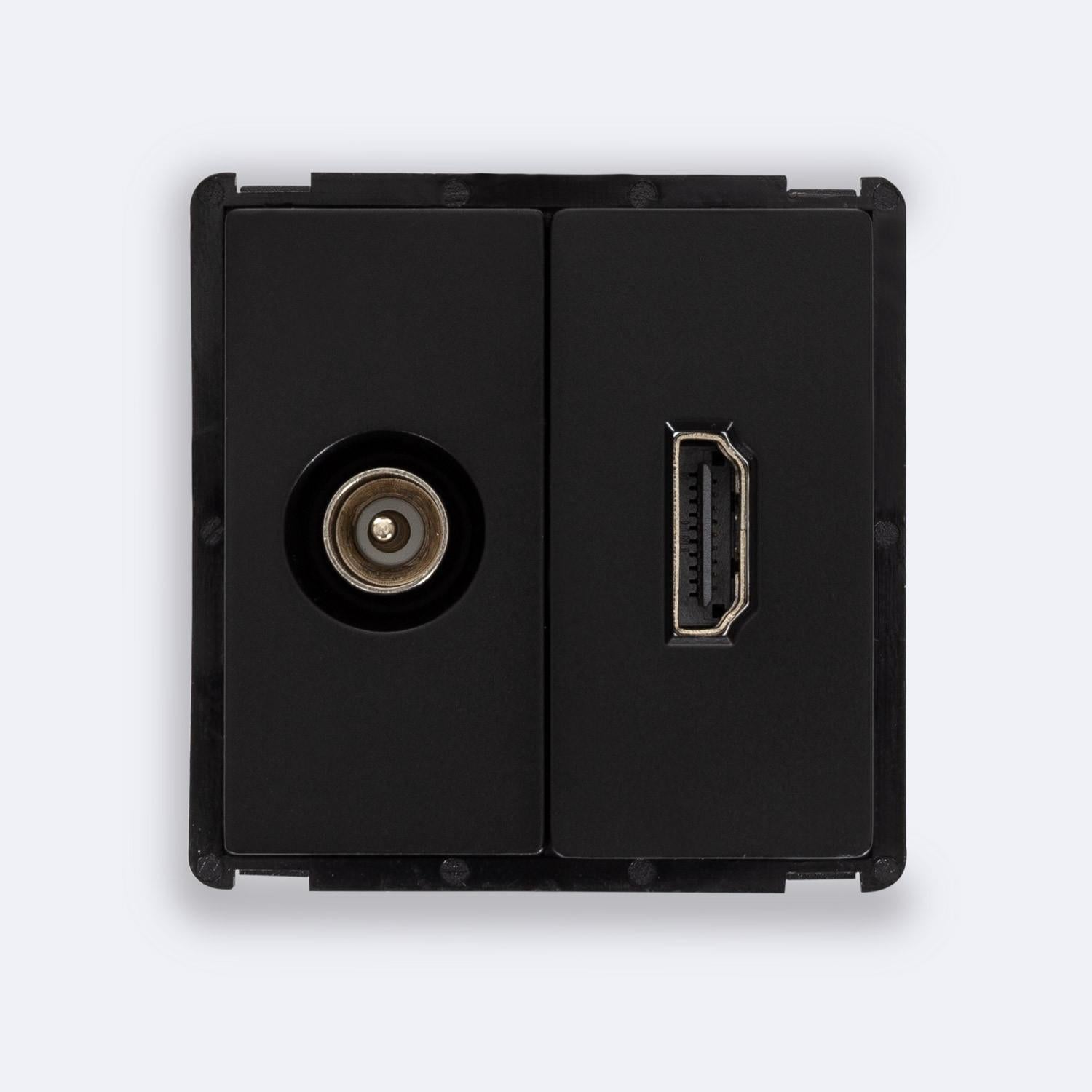Prise TV Mâle + HDMI Modern - Noir - PC | Leroy Merlin
