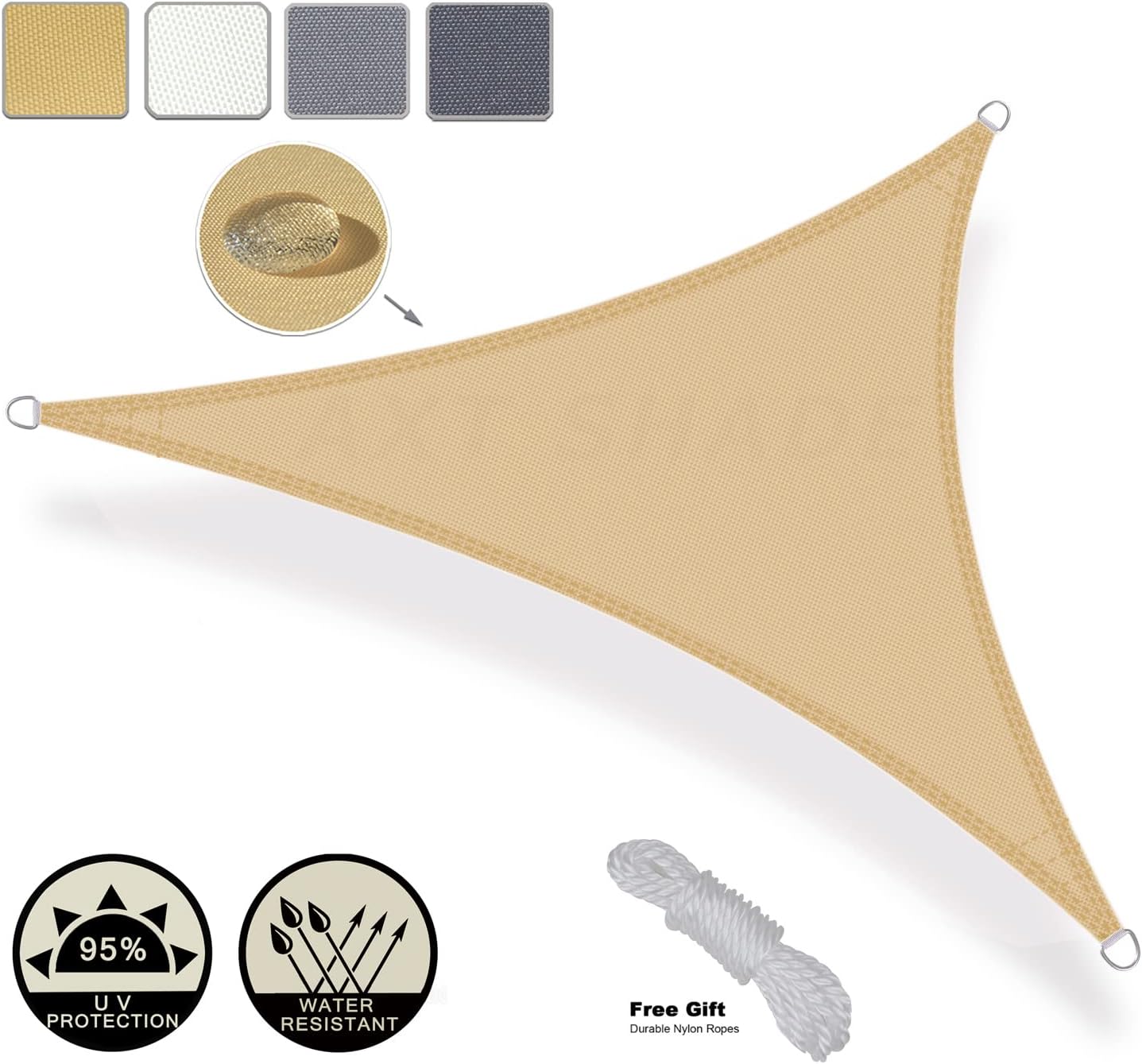 Voile d'ombrage imperméable triangulaire 3x3x4,25m Protection Rayons UV ...