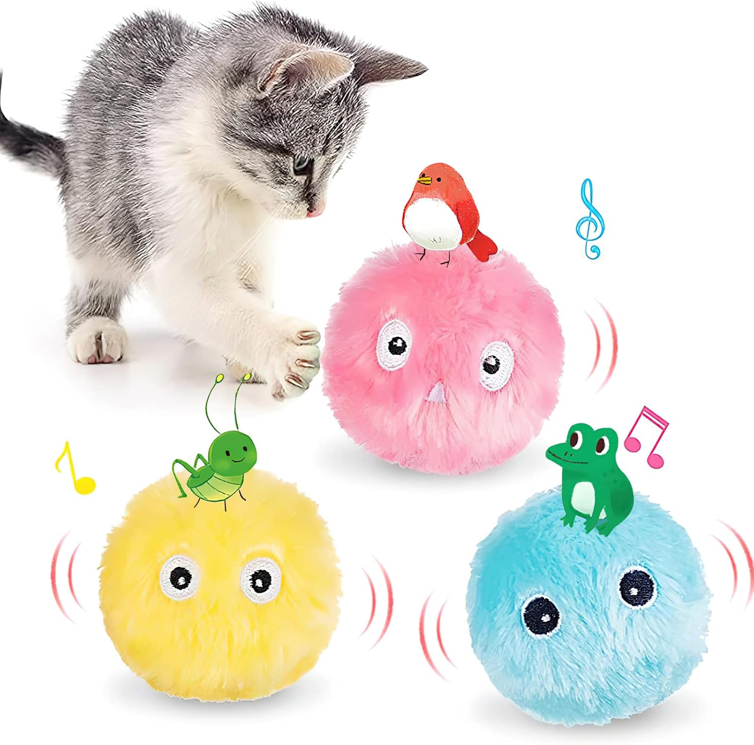 Lot de 3 balles interactives pour Chat avec Son Jouet pour Chaton Jouet ...