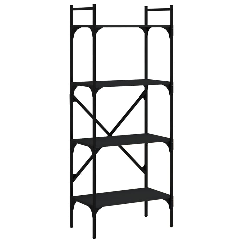 Estantería,librería,armario De Libros De 4 Estantes Madera Ingeniería Negro 56x315x1385 Cm