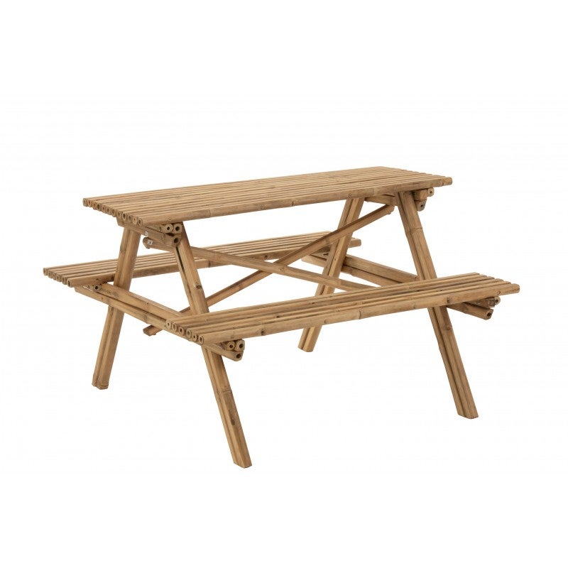 Table avec banc en bois naturel 120x120x77 cm | Leroy Merlin