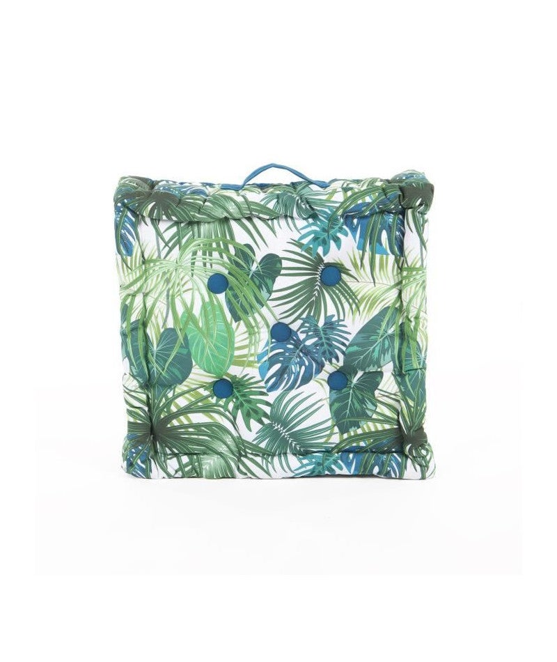 COTTON WOOD Coussin de sol coton imprimé deep jungle - 40 x 40 x 10 cm ...