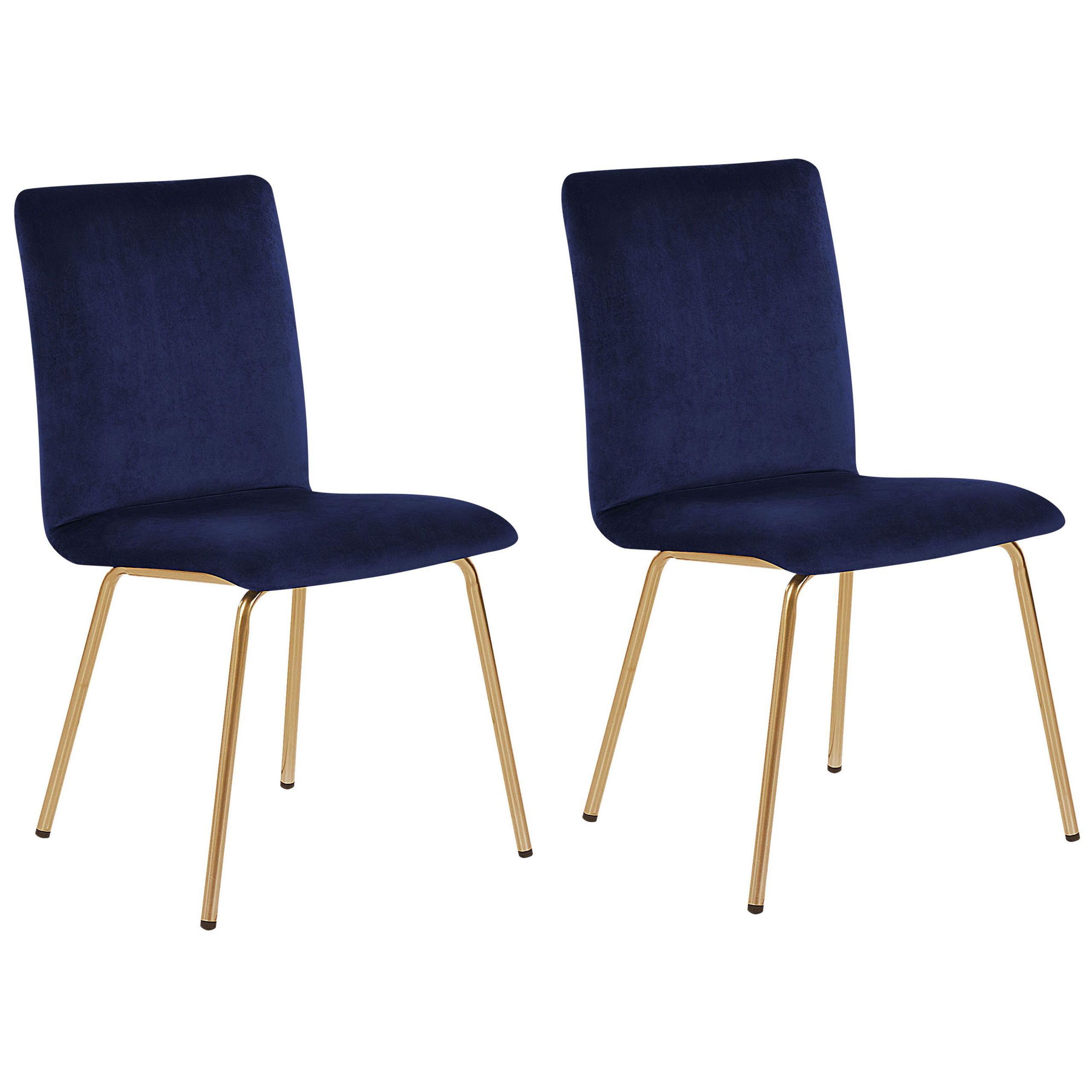 Lot de 2 chaises de salle à manger RUBIO Velours Bleu marine | Leroy Merlin