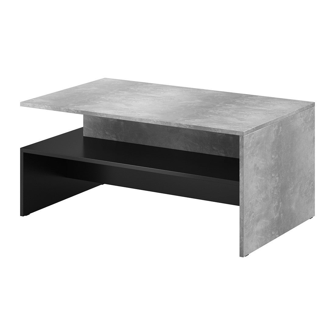 Table basse design RAMOS – Gris effet béton et noir – Plateau avec ...
