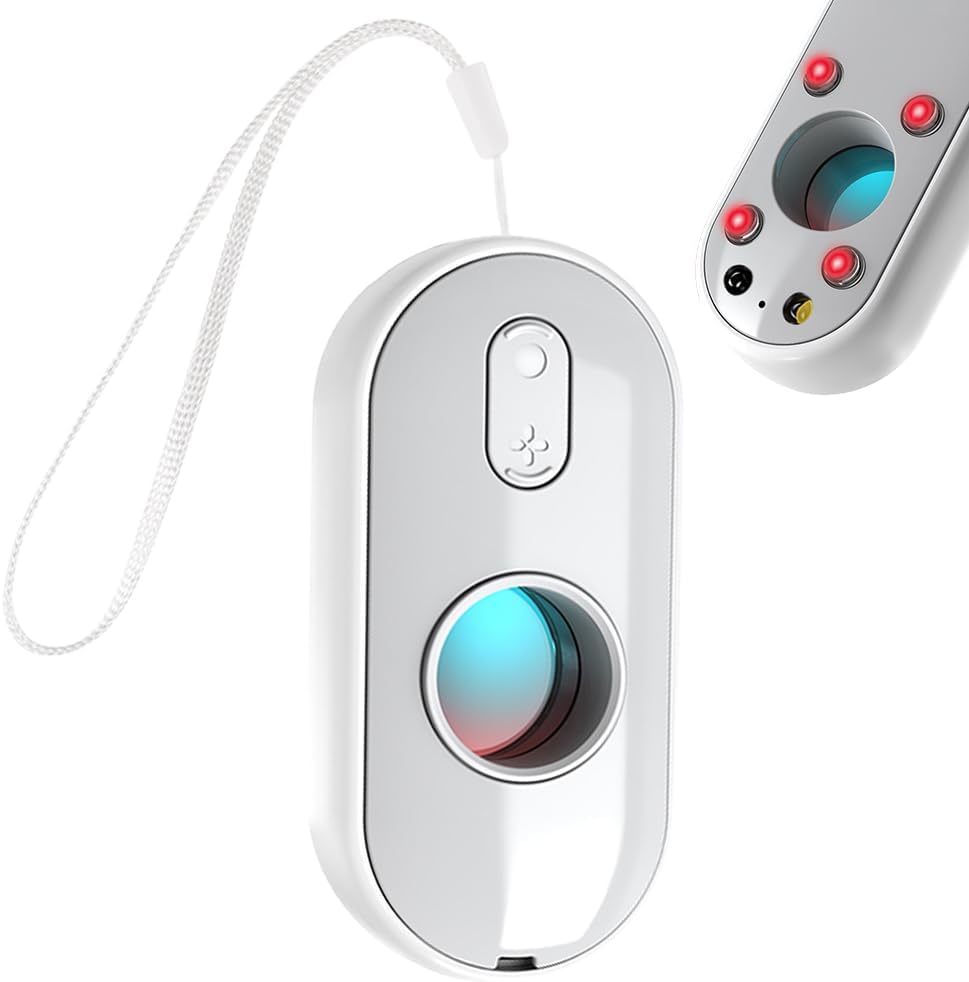 Blanc,Détecteur de caméra cachée 3 en 1 avec alarme vibrante et lampe ...
