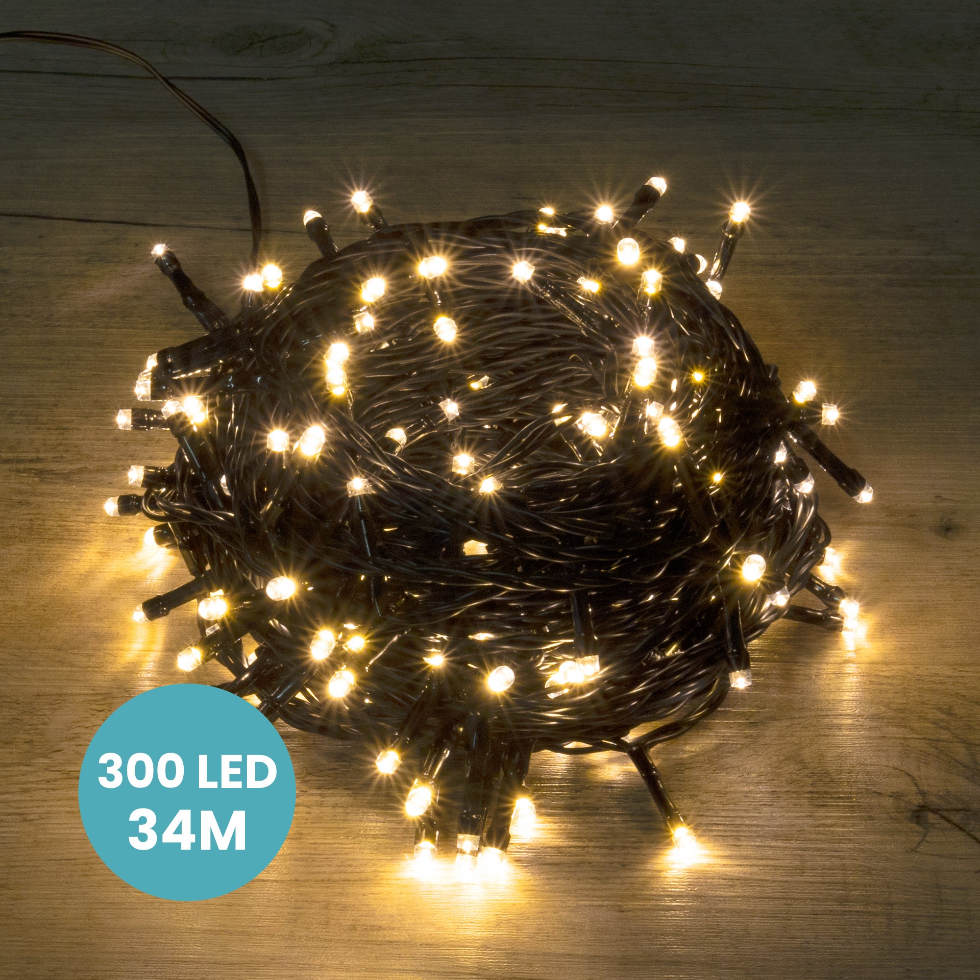 Guirlande Lumineuse 34m Câble Noir 300 Leds Blanc chaud | Leroy Merlin