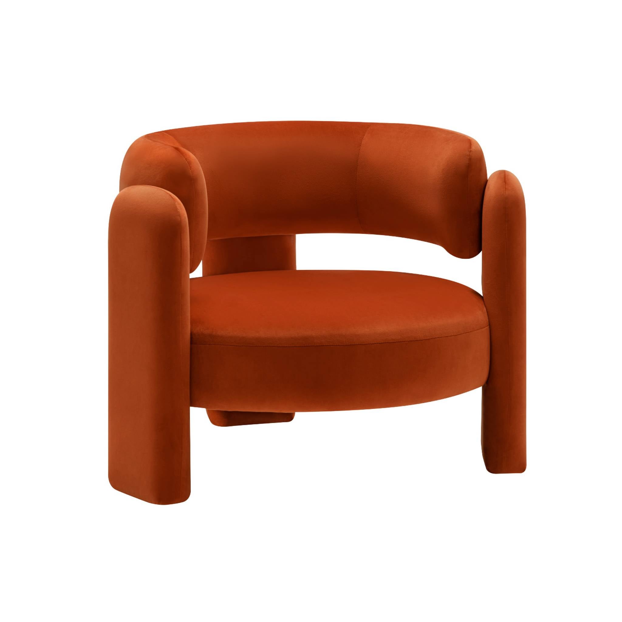 Fauteuil tripode en velours orange MELLOW | Leroy Merlin