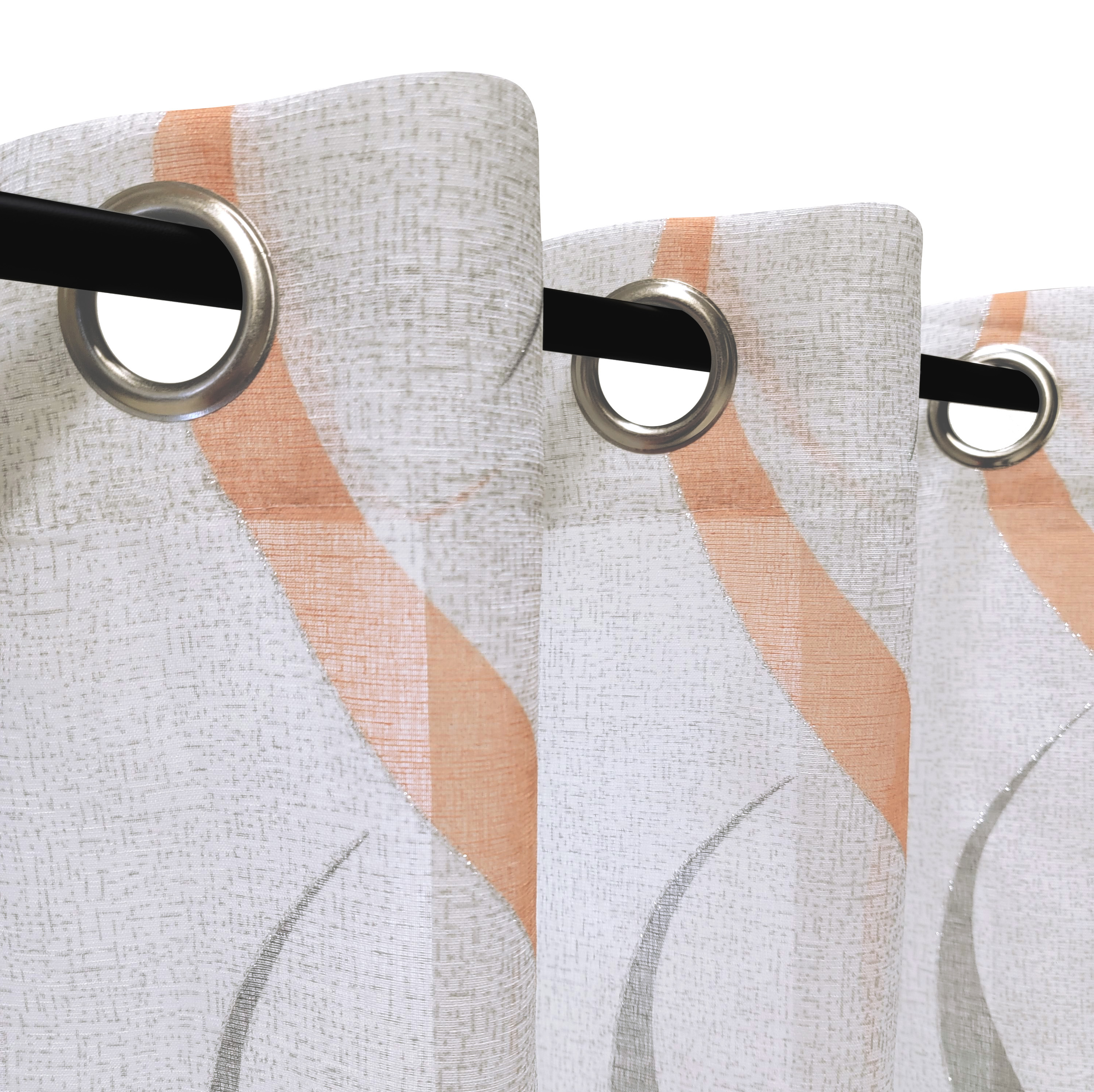 Rideau voilage imprimé à œillets 140x240cm prêt a poser Dylrev, Corail ...