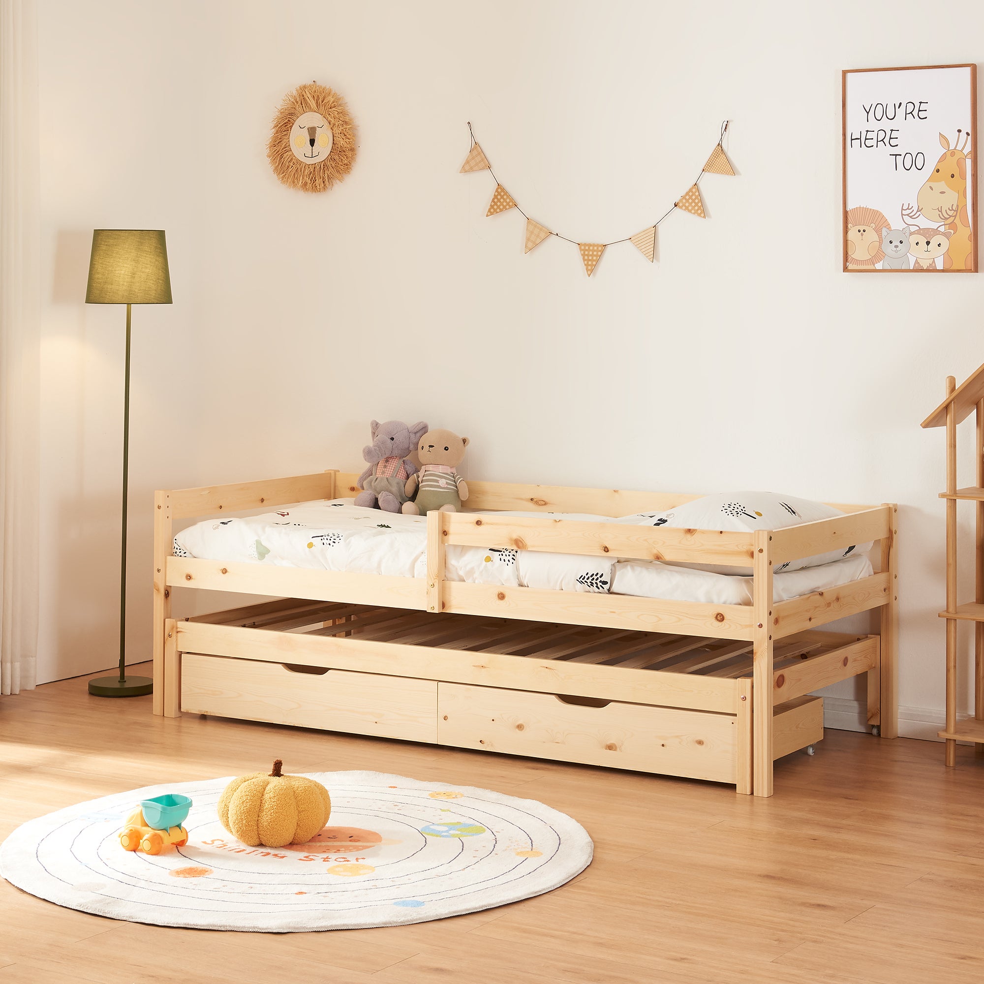 Cama nido infantil Sonkajärvi con 2 cajones 90x200cm - Madera [en.casa ...