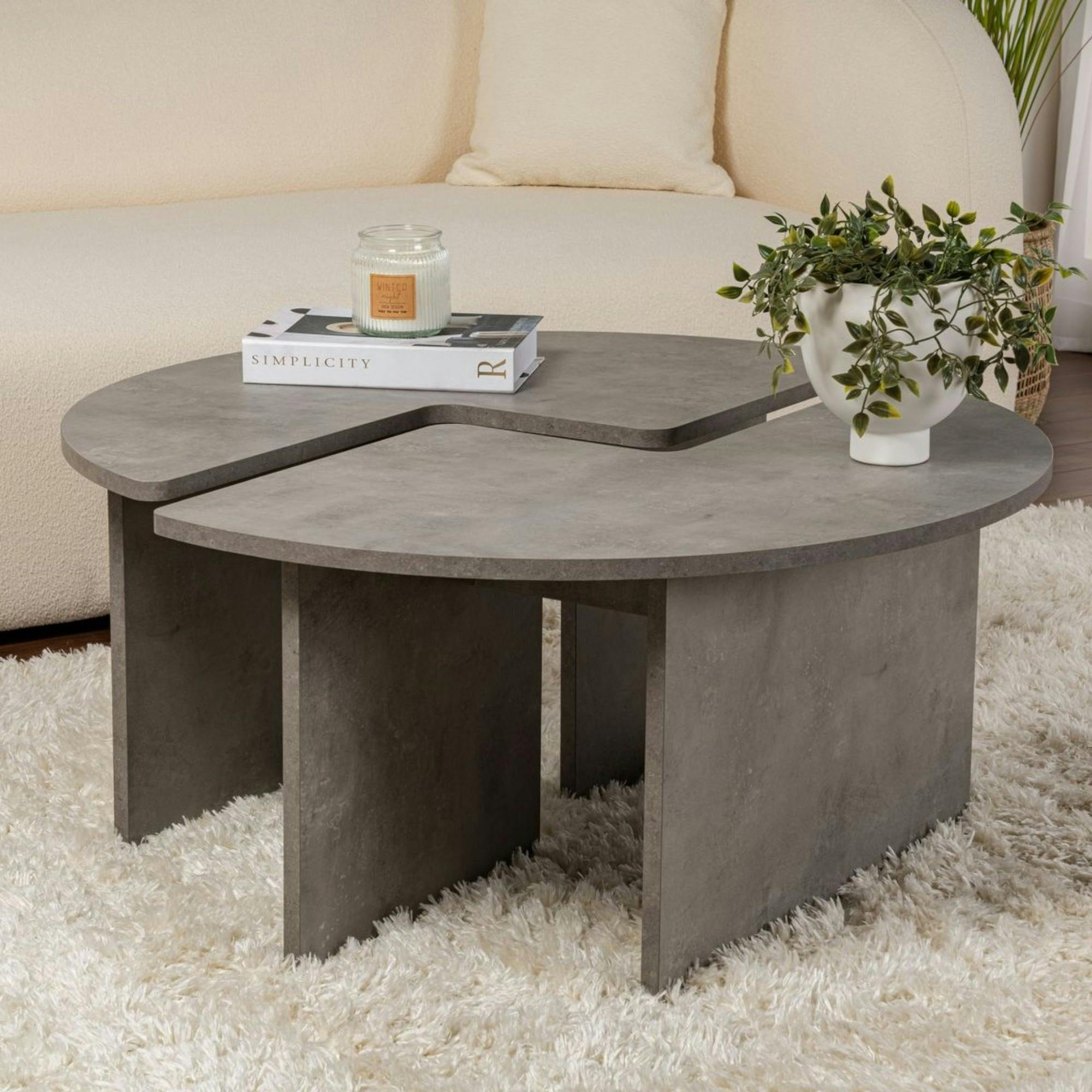 Table basse ronde effet béton – design puzzle MARFA | Leroy Merlin