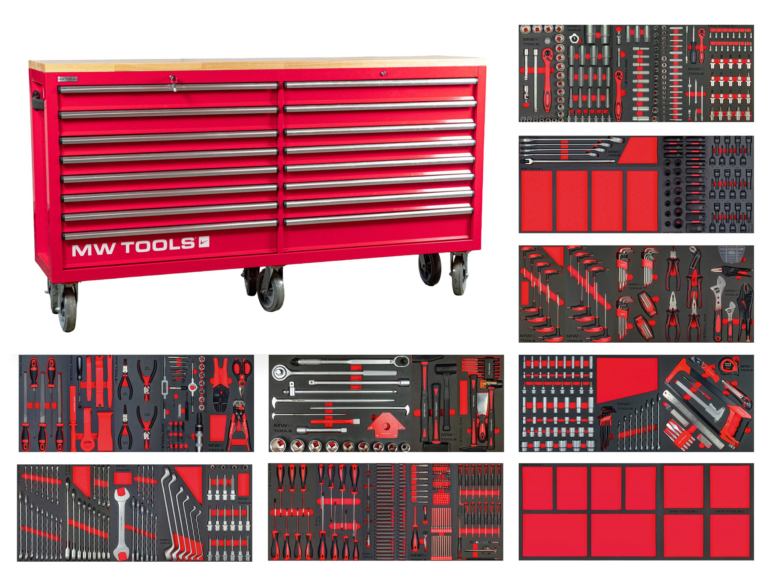 Servante d'atelier complète extra large MEGA XXL 729 outils MW Tools ...