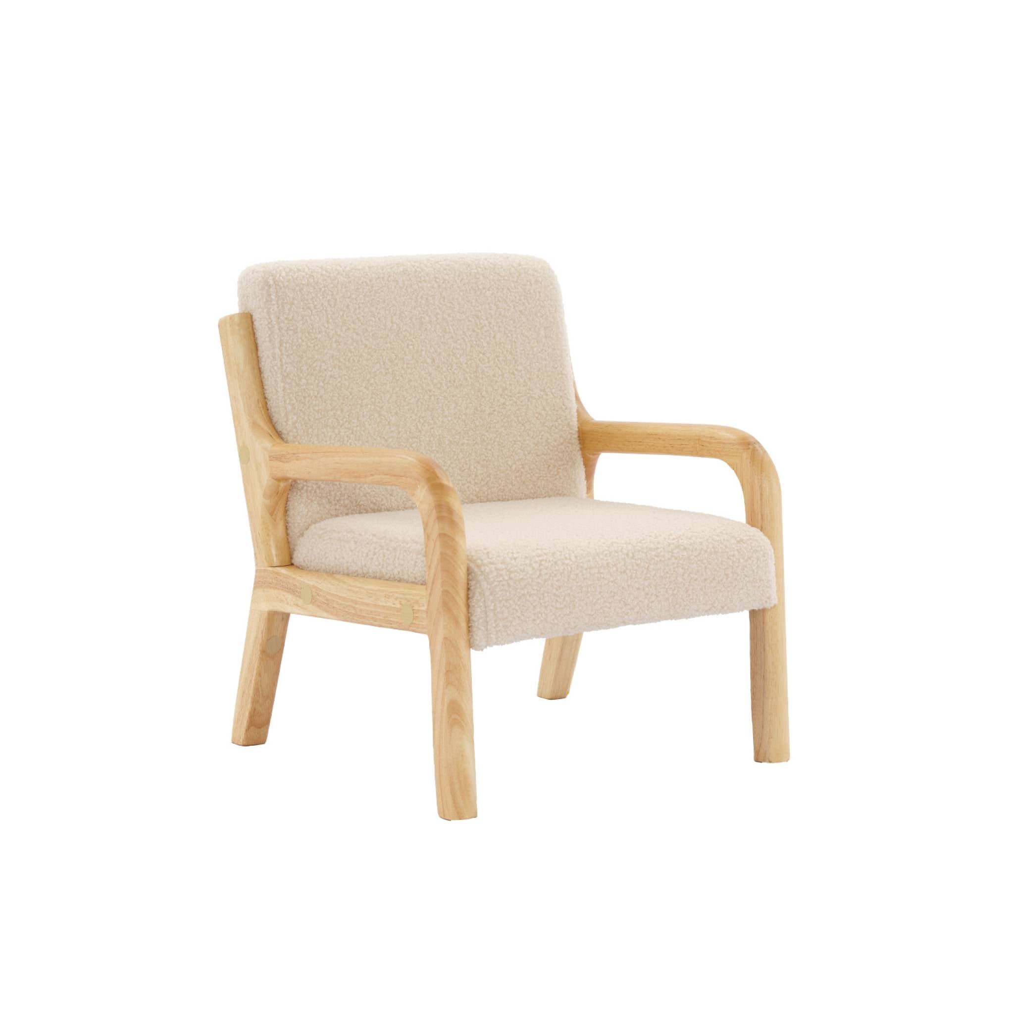 Sillón infantil escandinavo de madera y tela borreguito Beige ...
