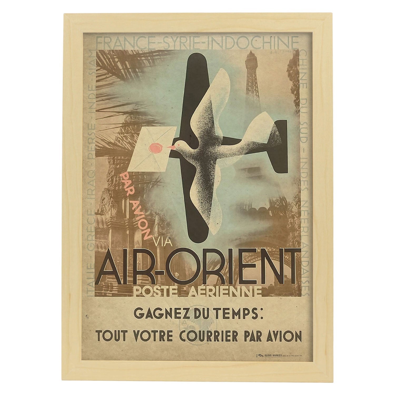 Poster Vintage De Air-orient. Con Imagenes Vintage Y De Publicidad Antigua. Marco Blanco A3 ...