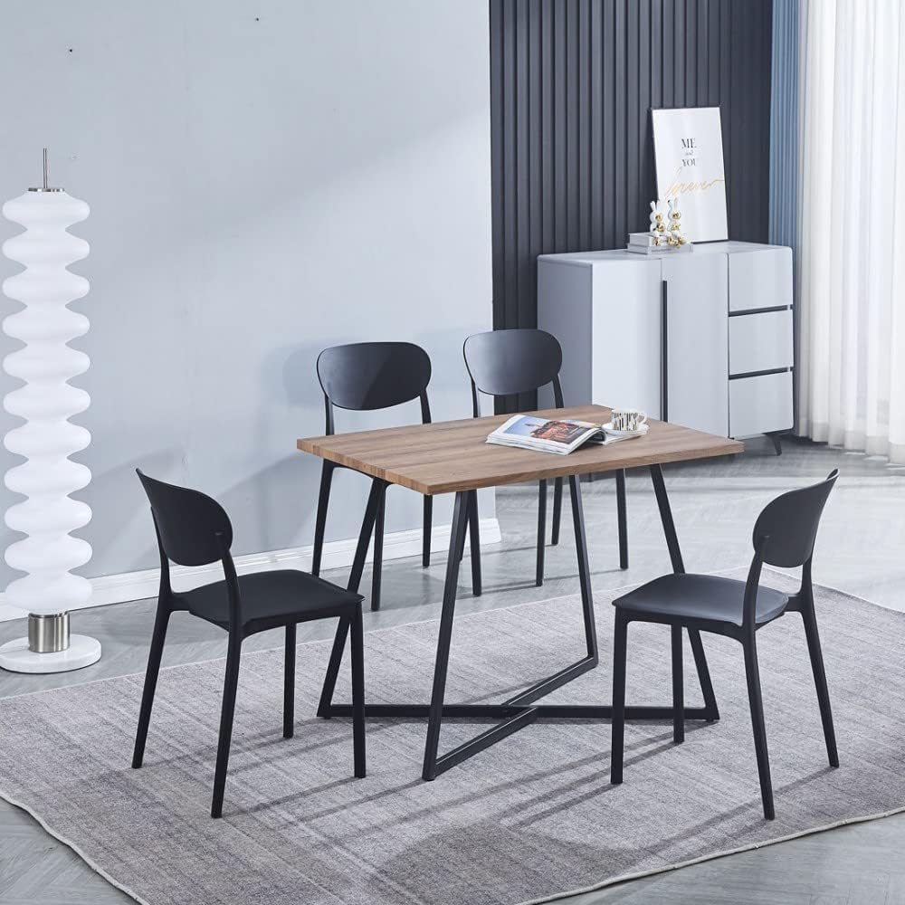 Mesa Comedor Madera Estilo Industrial, Patas metálicas En Color Negro ...