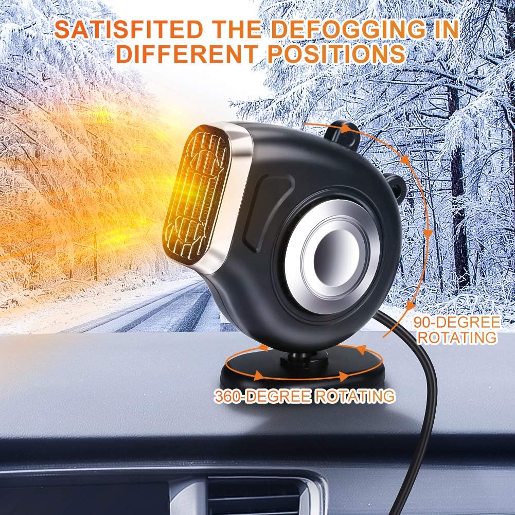 Calefactor para coche 2 en 1 con calentamiento rápido, 12V 120W, con ...