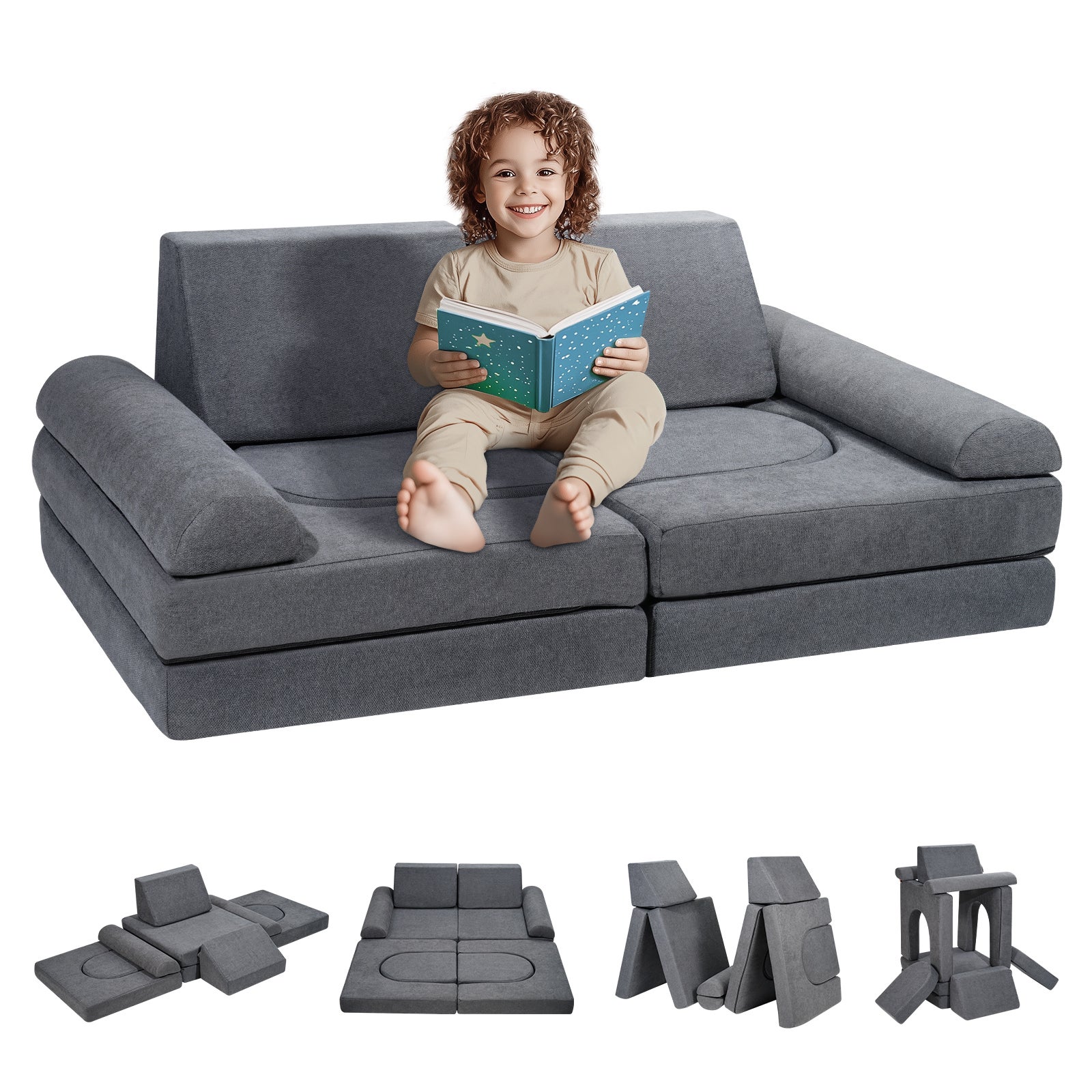 Canapé enfant convertible 10 pièces, fauteuil enfant modulable avec ...